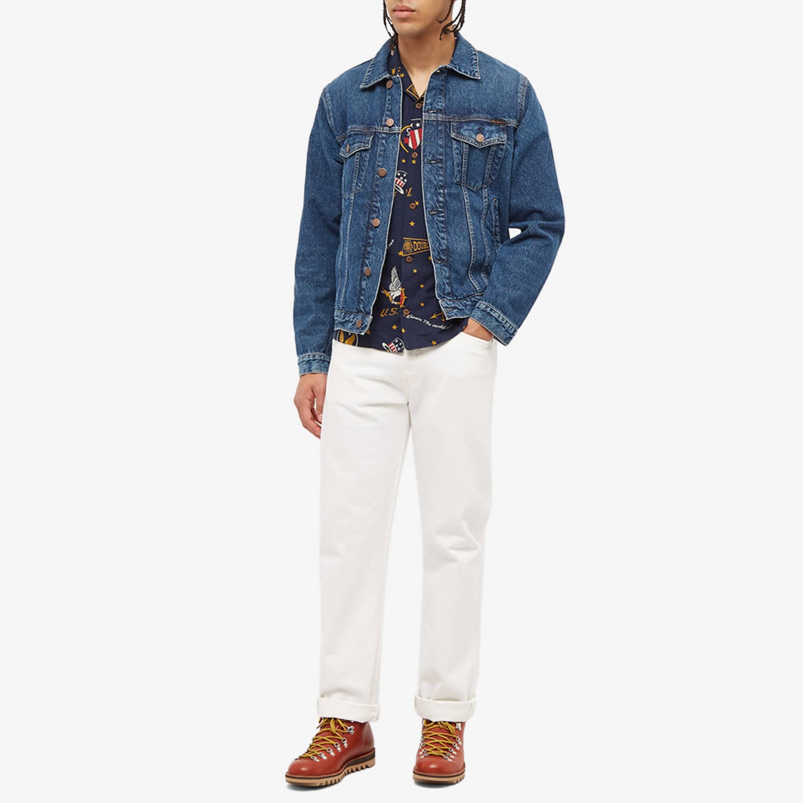 RRL Varsity Logo Vacation Shirt Navy & Multi | END. (GB)