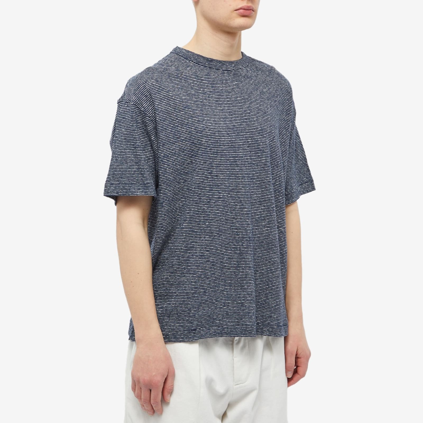 YMC Triple Tee Ecru- Navy | END. (GB)