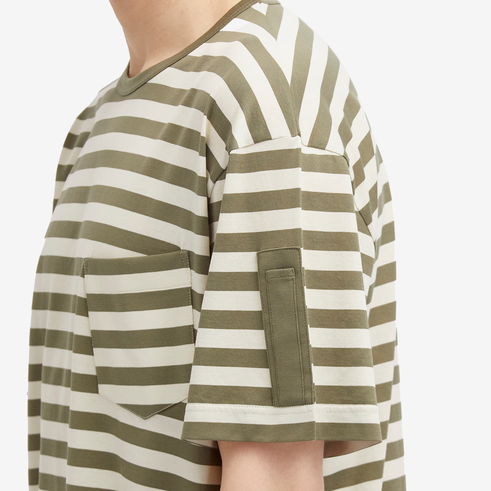 Sunspel x Nigel Cabourn Stripe Pocket T-shirt Army Green & Stone White ...