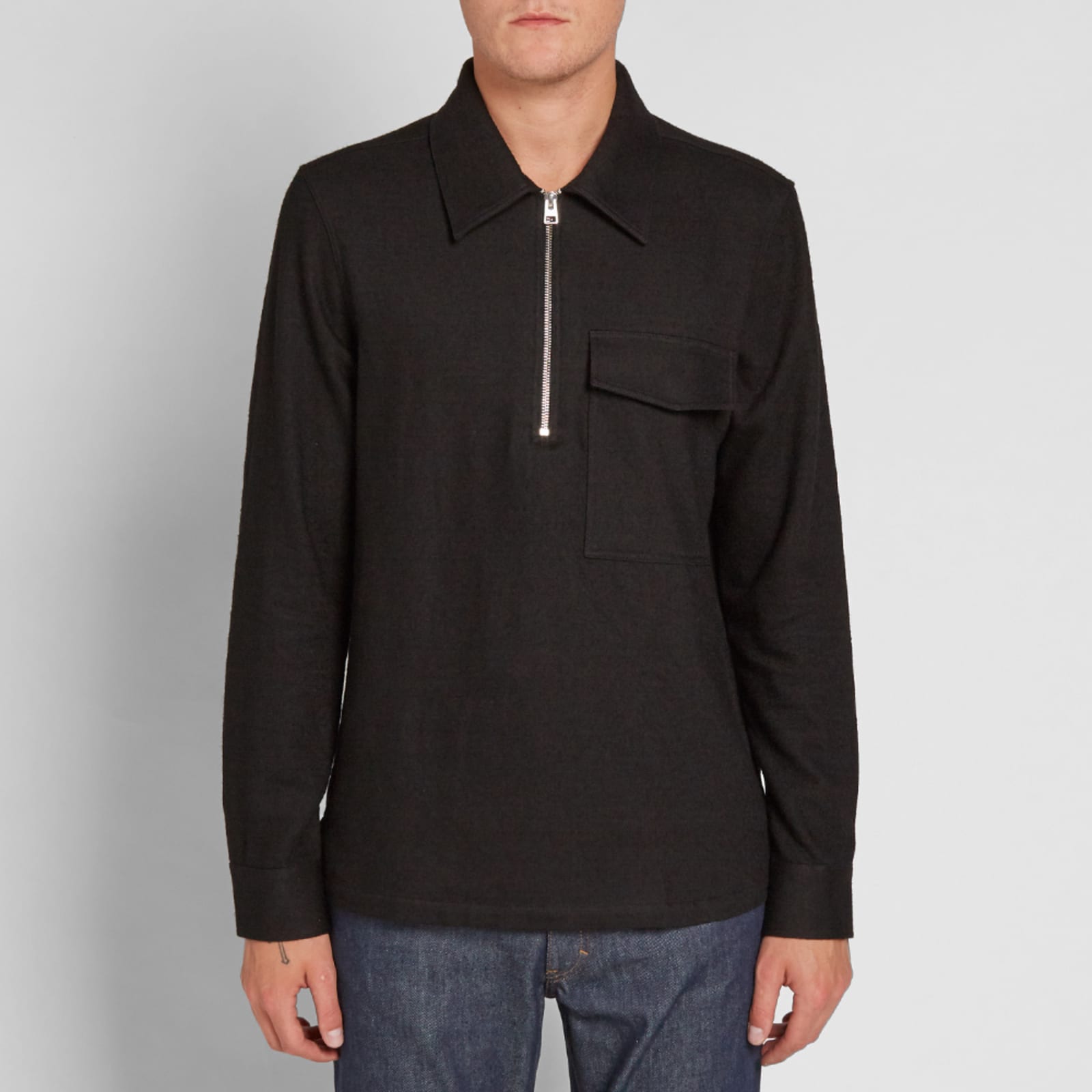 AMI Half Zip Overshirt Black | END. (US)