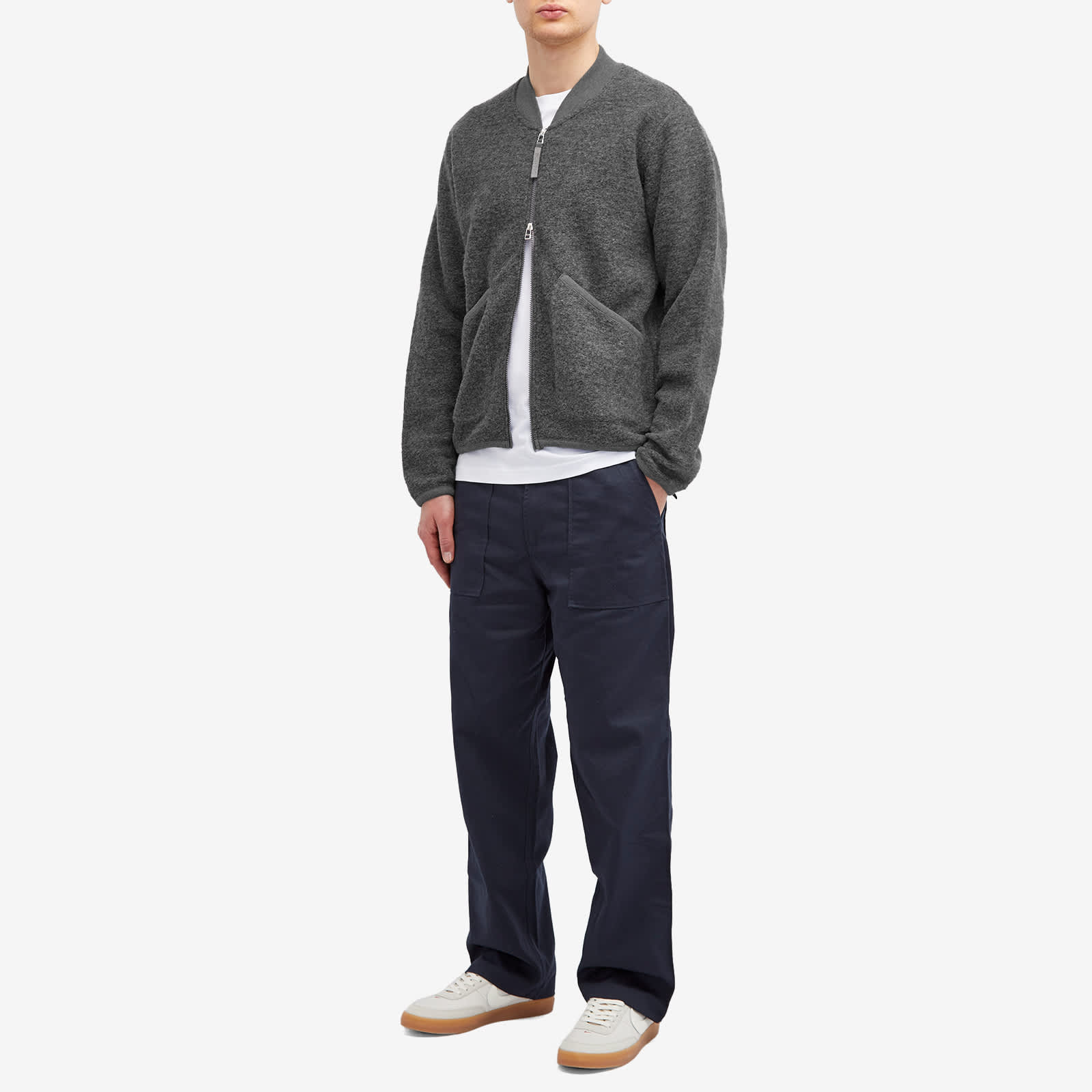 Universal Works Wool Fleece Zip Bomber Grey Marl | END. (KR)