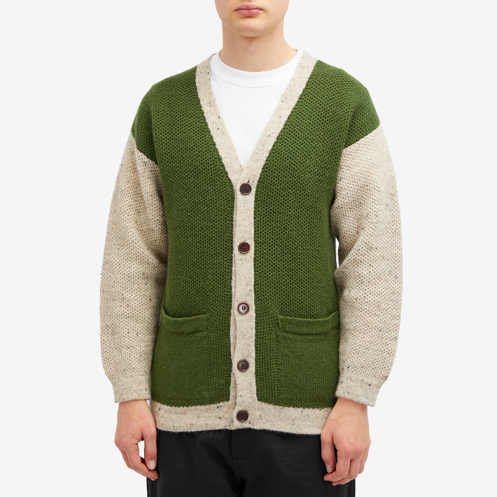 Country of Origin Regent Panel Knit Cardigan Forest | END. (US)