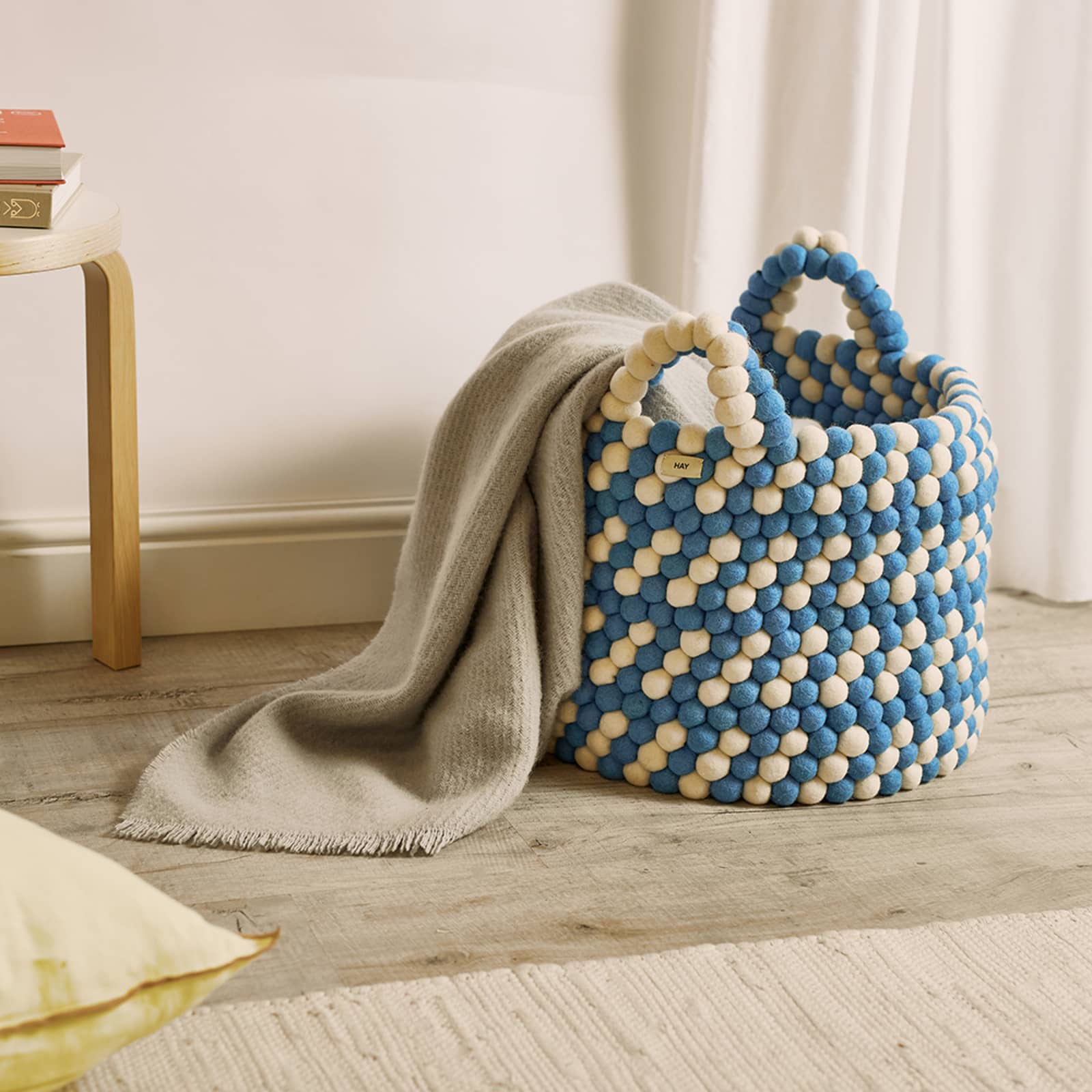 HAY Bead Basket with Handle Blue Dash | END. (US)