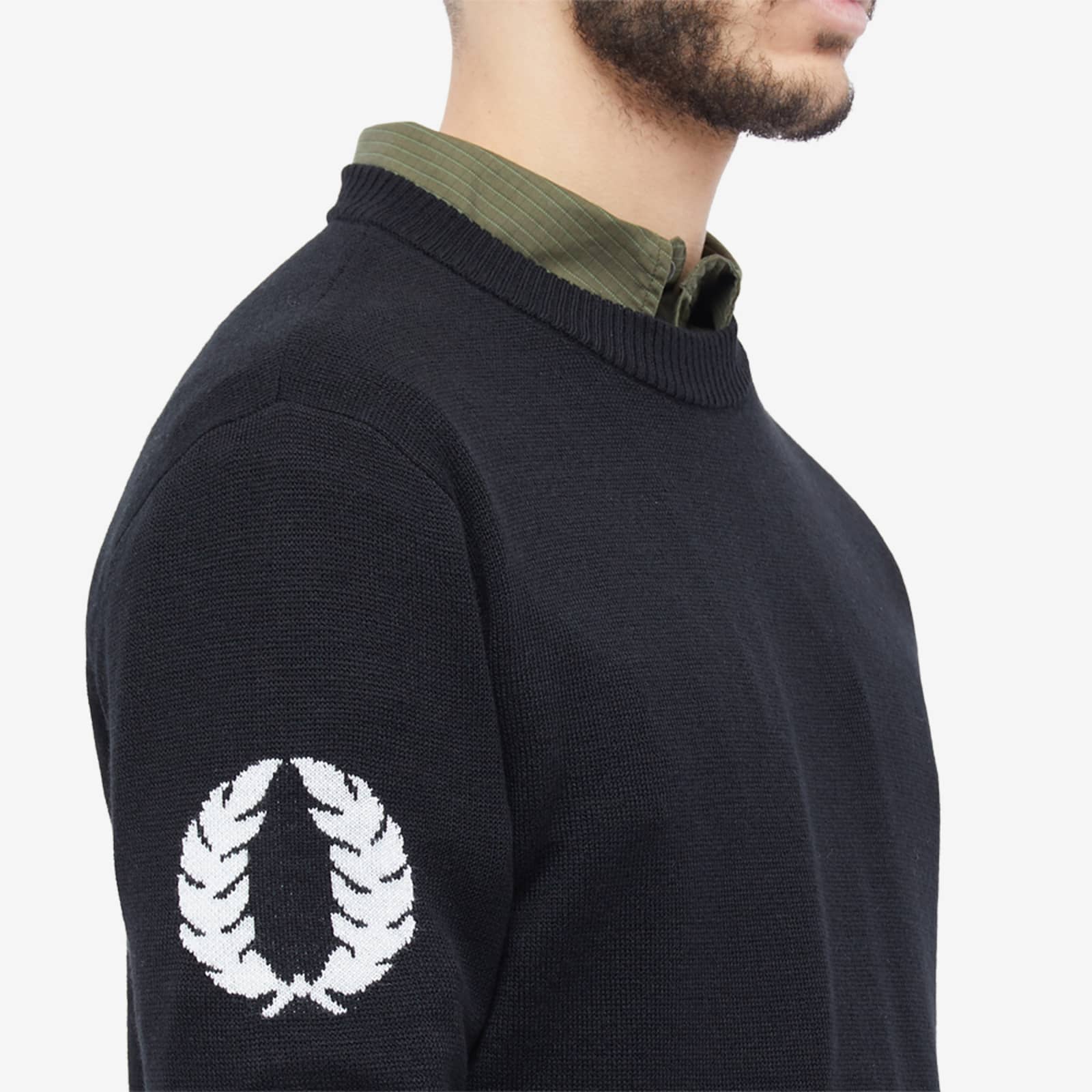 Fred Perry Laurel Wreath Crew Knit Black | END. (US)