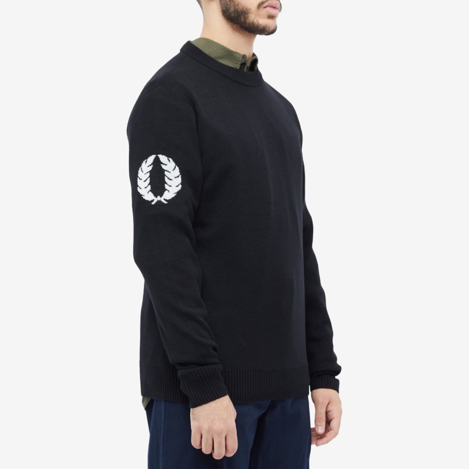 Fred Perry Laurel Wreath Crew Knit Black | END. (GB)