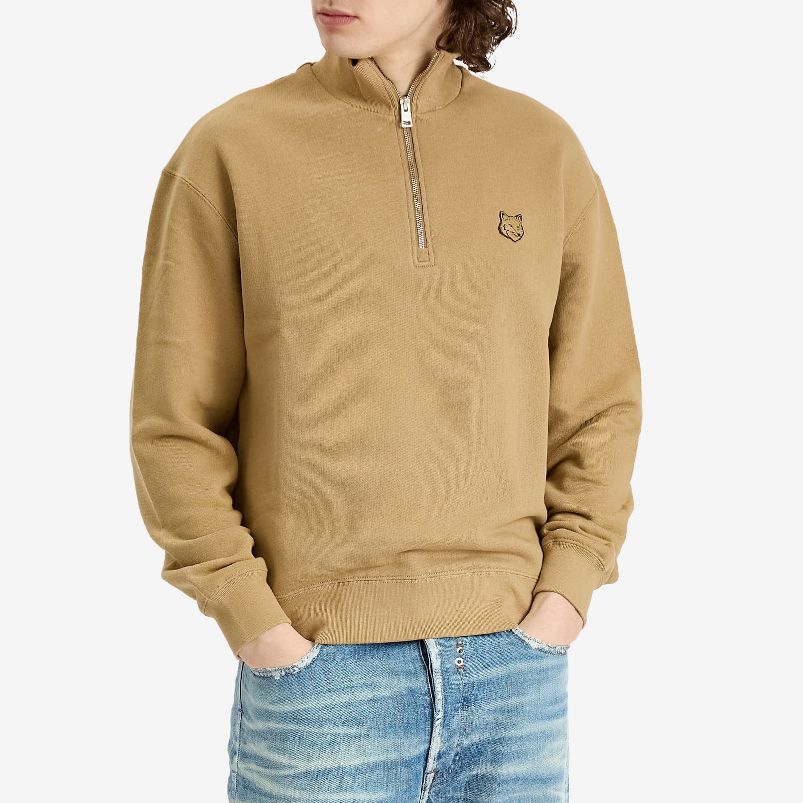 Maison Kitsune Bold Fox Head Comfort Half Zip Sweatshirt Cardamon | END ...