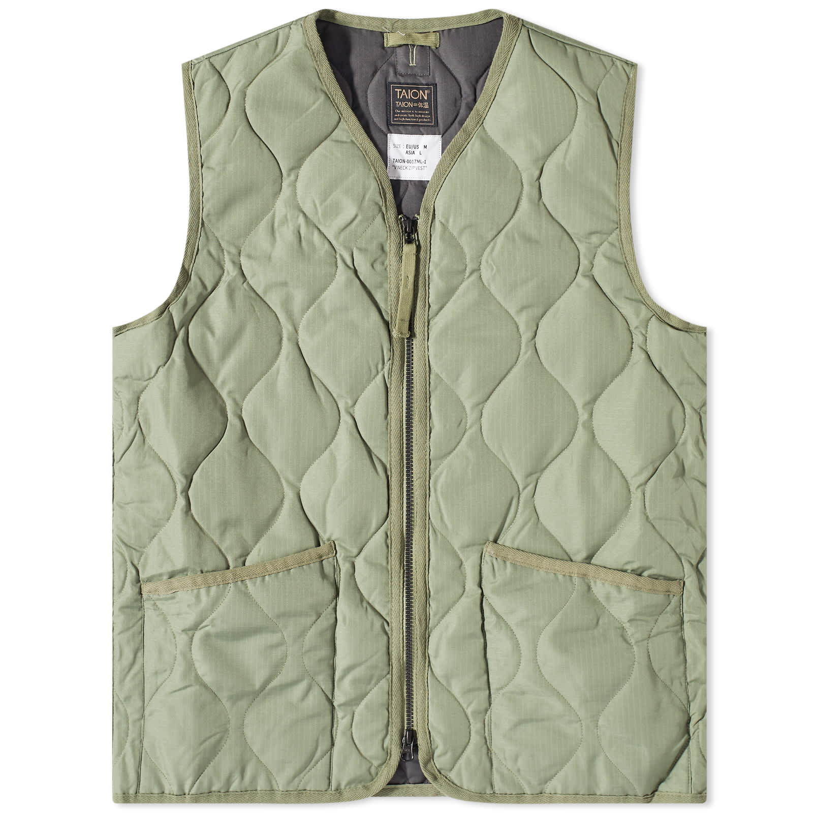 Taion Military Zip Down Vest Sage Green | END. (JP)