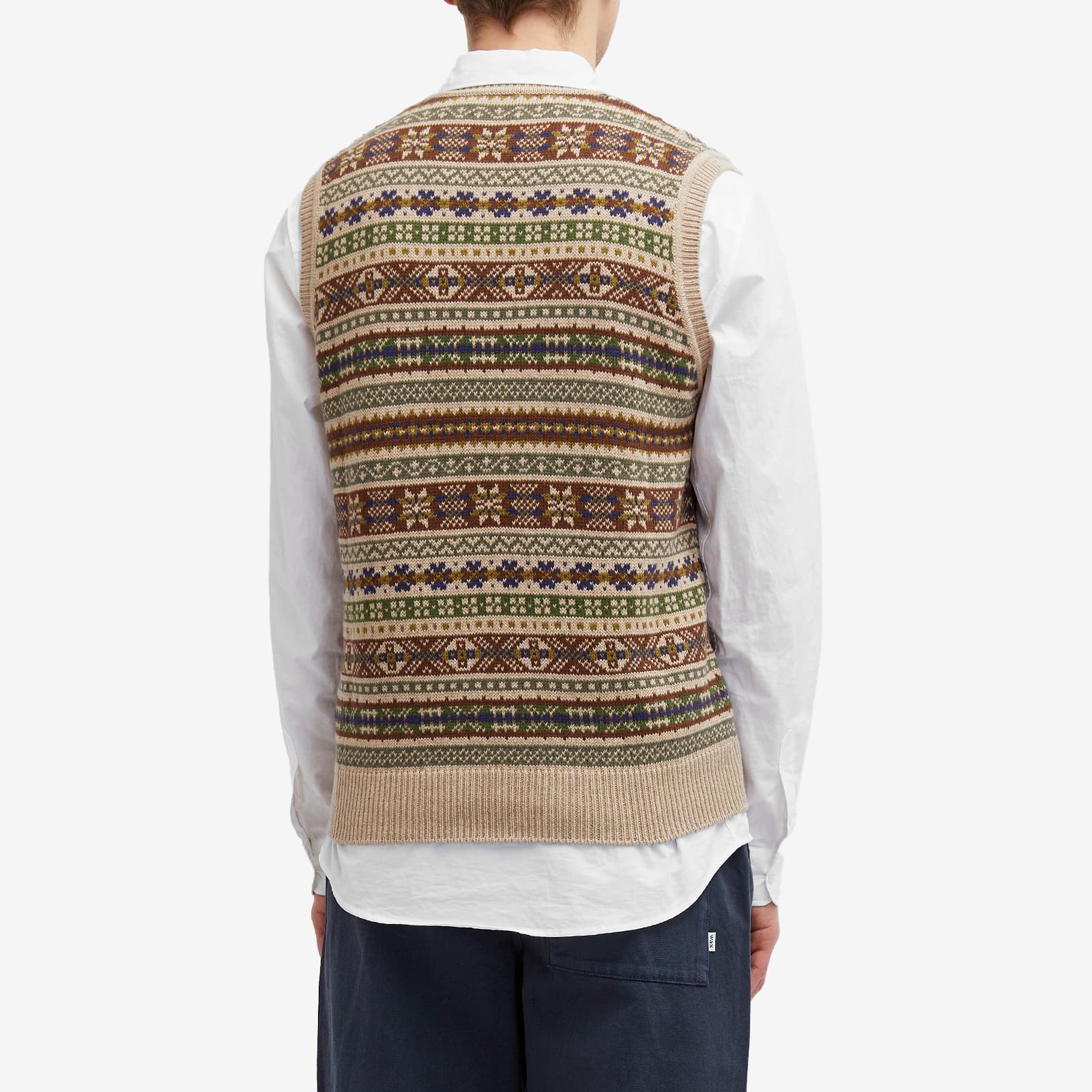 Drake's Trad Fair Isle Knit Vest Beige Multi | END. (US)