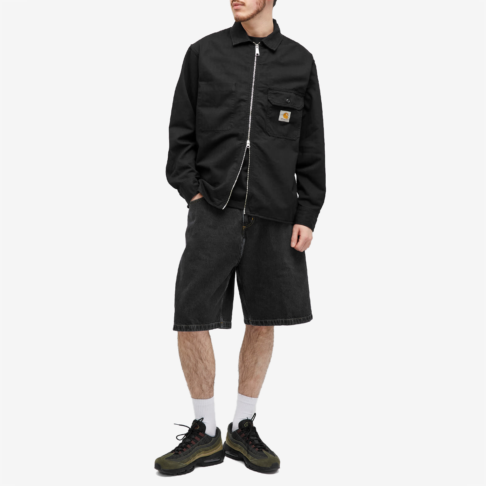 Carhartt WIP Brandon Loose Denim Shorts Black Stone Washed | END.