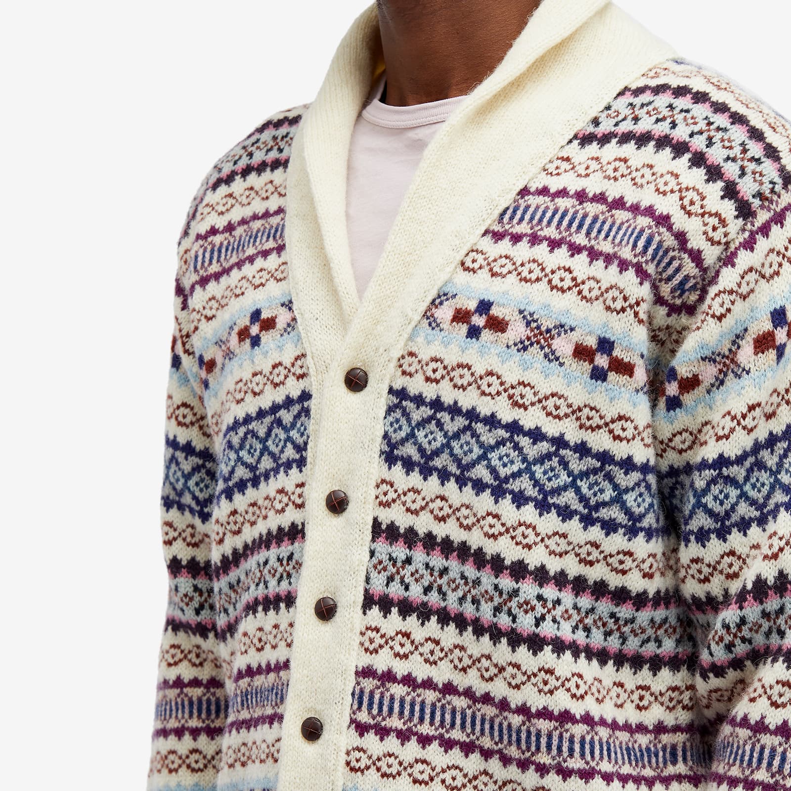 Jamieson's of Shetland Fair Isle Shawl Collar Cardigan Ecru | END. (FR)