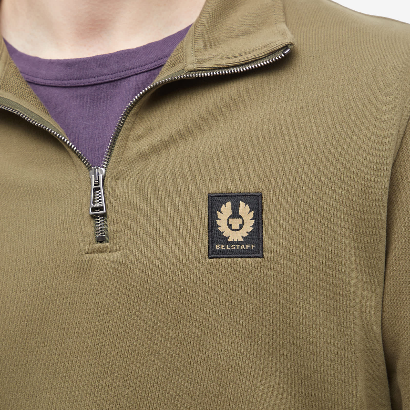 Belstaff Patch Quarter Zip Sweat True Olive | END. (GB)