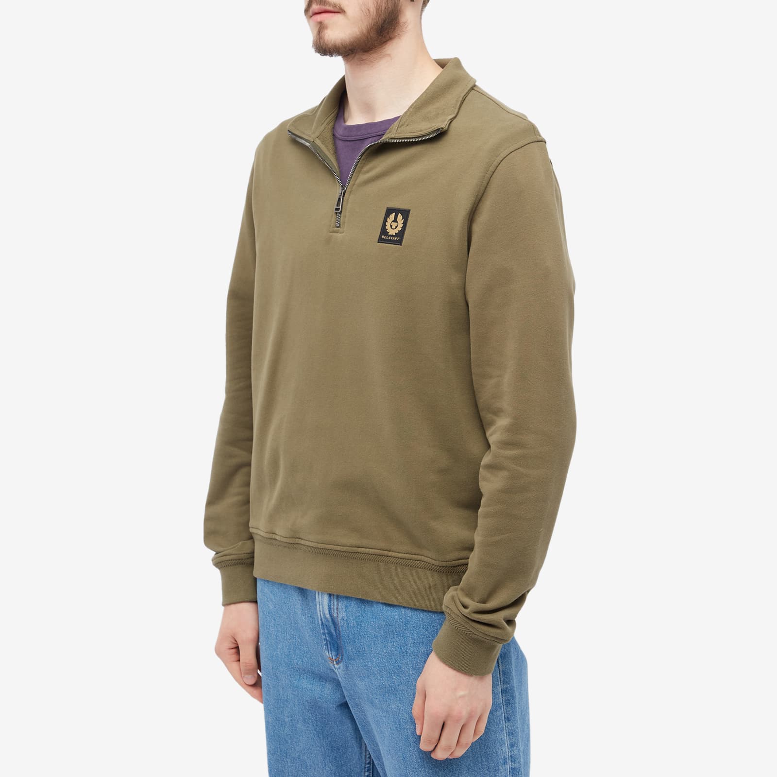 Belstaff Patch Quarter Zip Sweat True Olive | END.