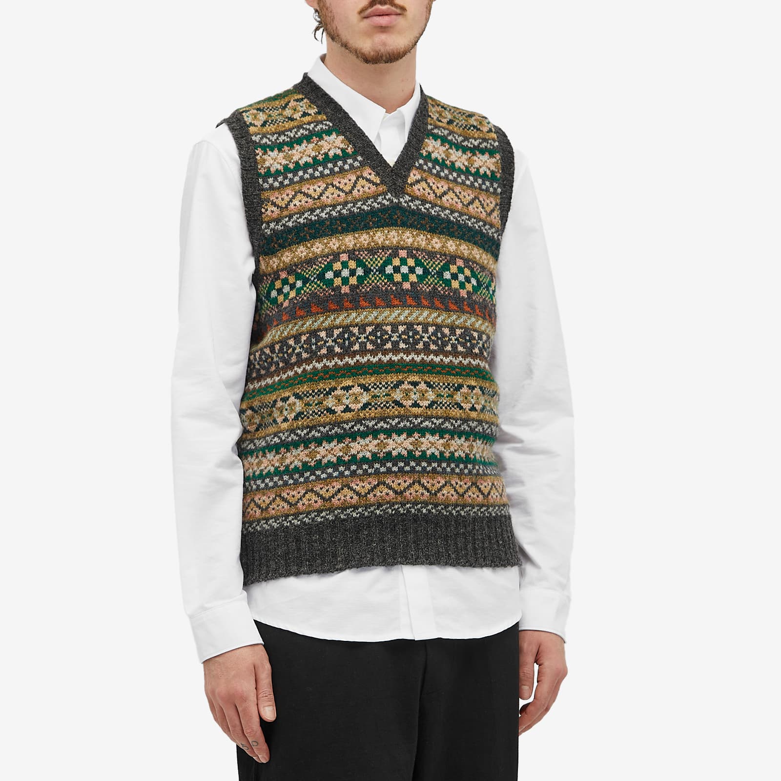 Drake's Fair Isle Knitted Vest Purple Multi | END. (HK)