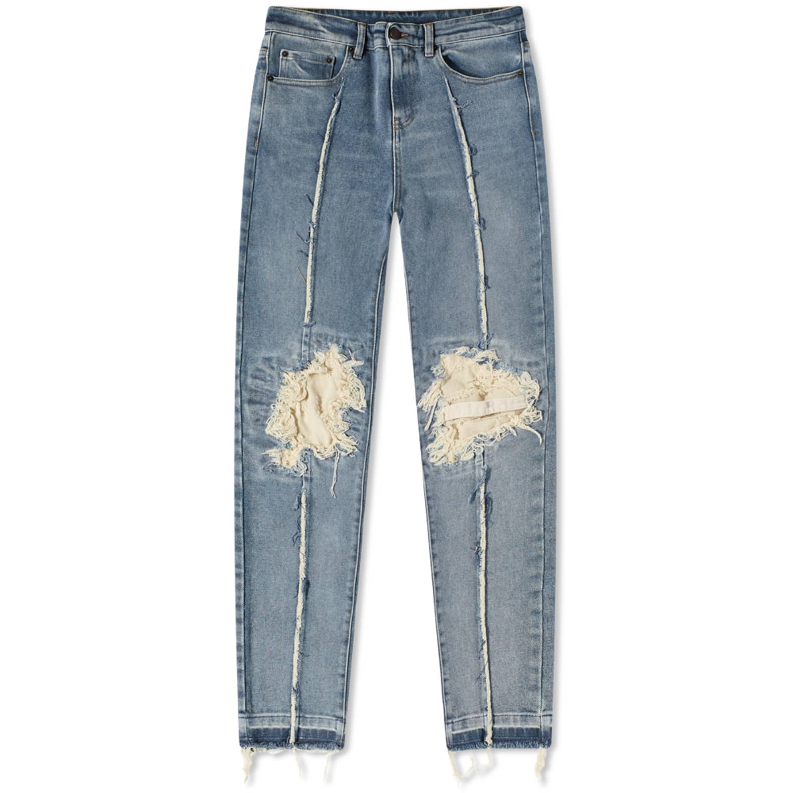 Val Kristopher Shredded Knee Jean Blue & Beige | END. (CN)