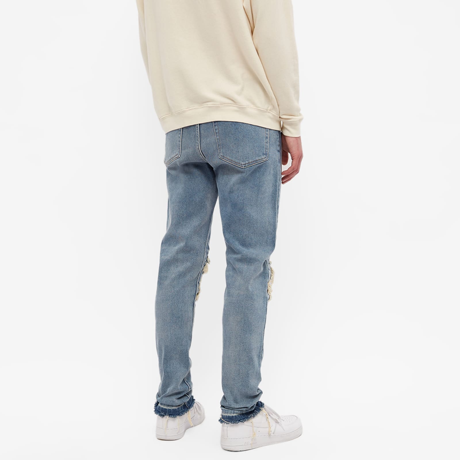 Val Kristopher Shredded Knee Jeans Blue & Beige | END.