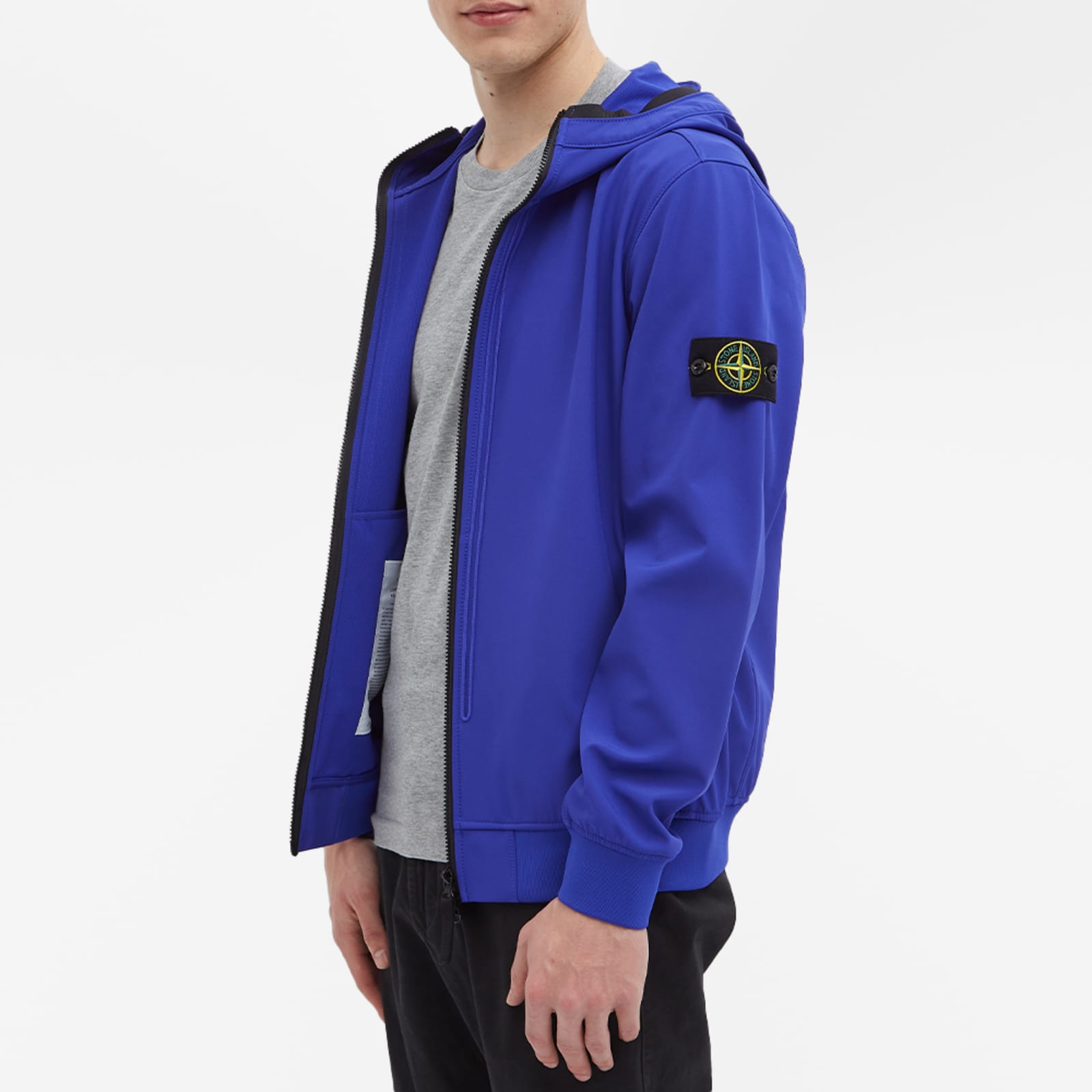 Stone Island Soft Shell-R Hooded Jacket Bright Blue | END. (US)