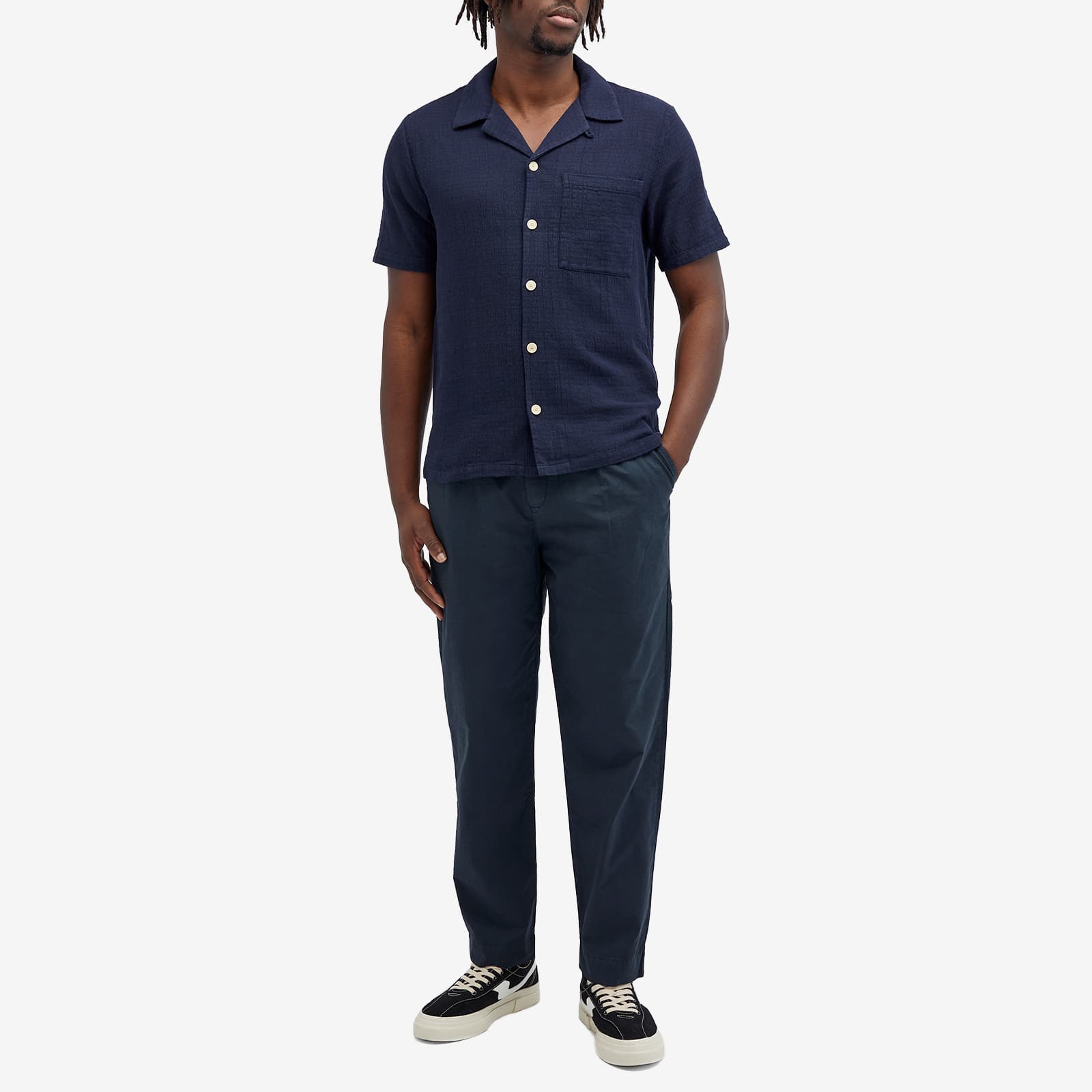 Folk Short Sleeve Soft Collar Shirt Navy | END. (US)