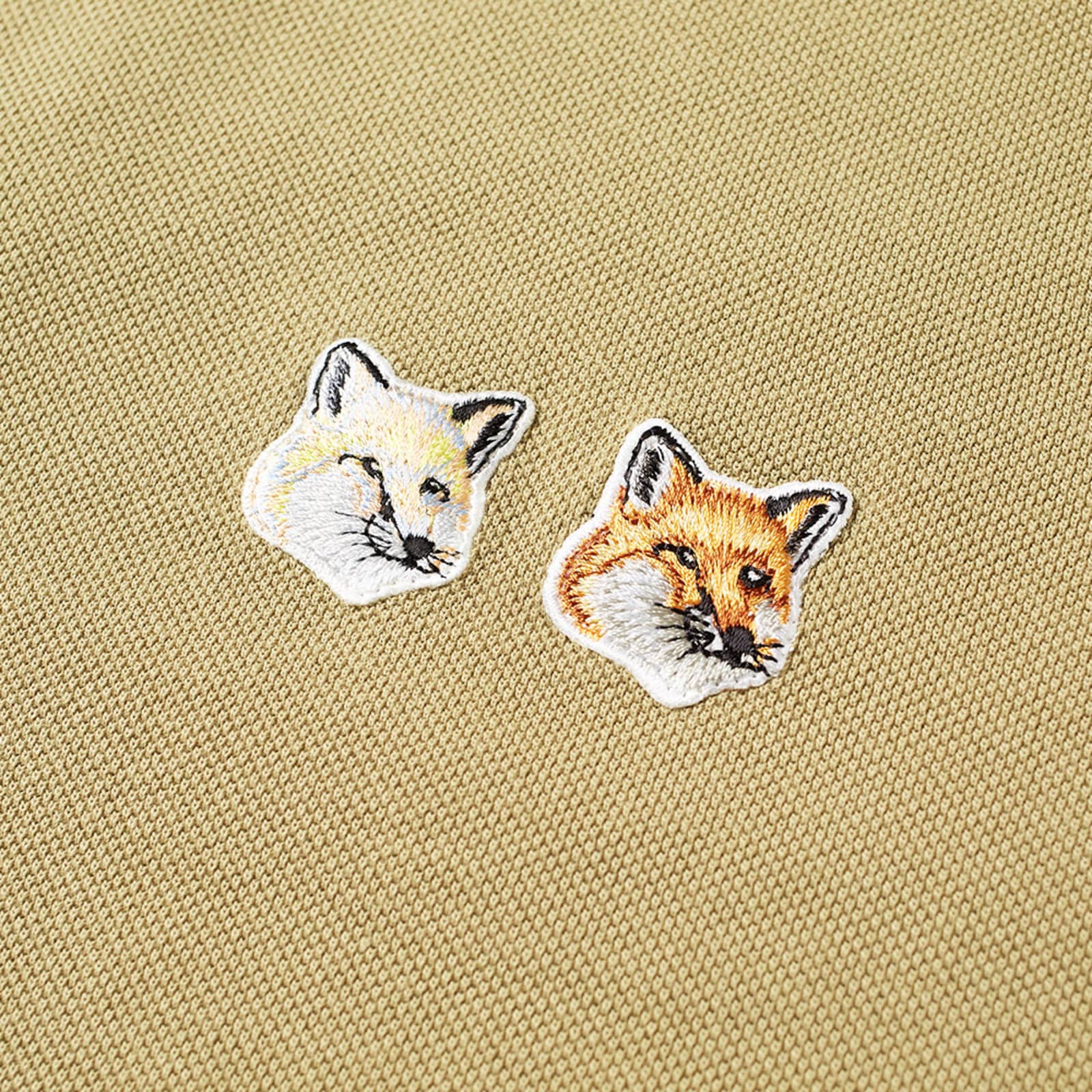 Maison Kitsuné Double Fox Head Patch Polo Light Khaki | END.