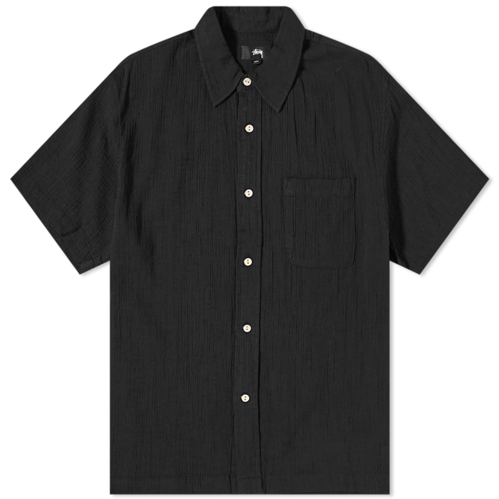 Stussy Wrinkly Cotton Gauze Shirt Black | END.
