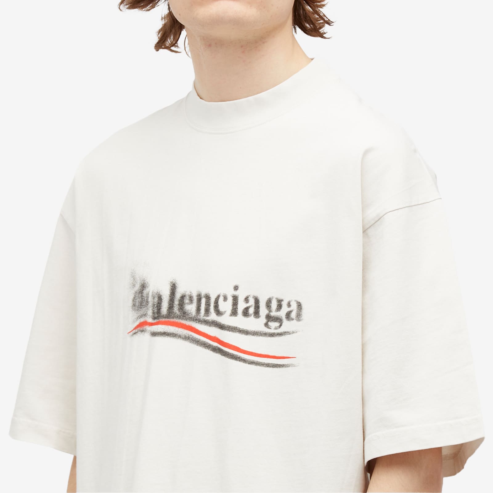 Balenciaga Political Campaign Stencil Tee Ecru & Black | END. (US)
