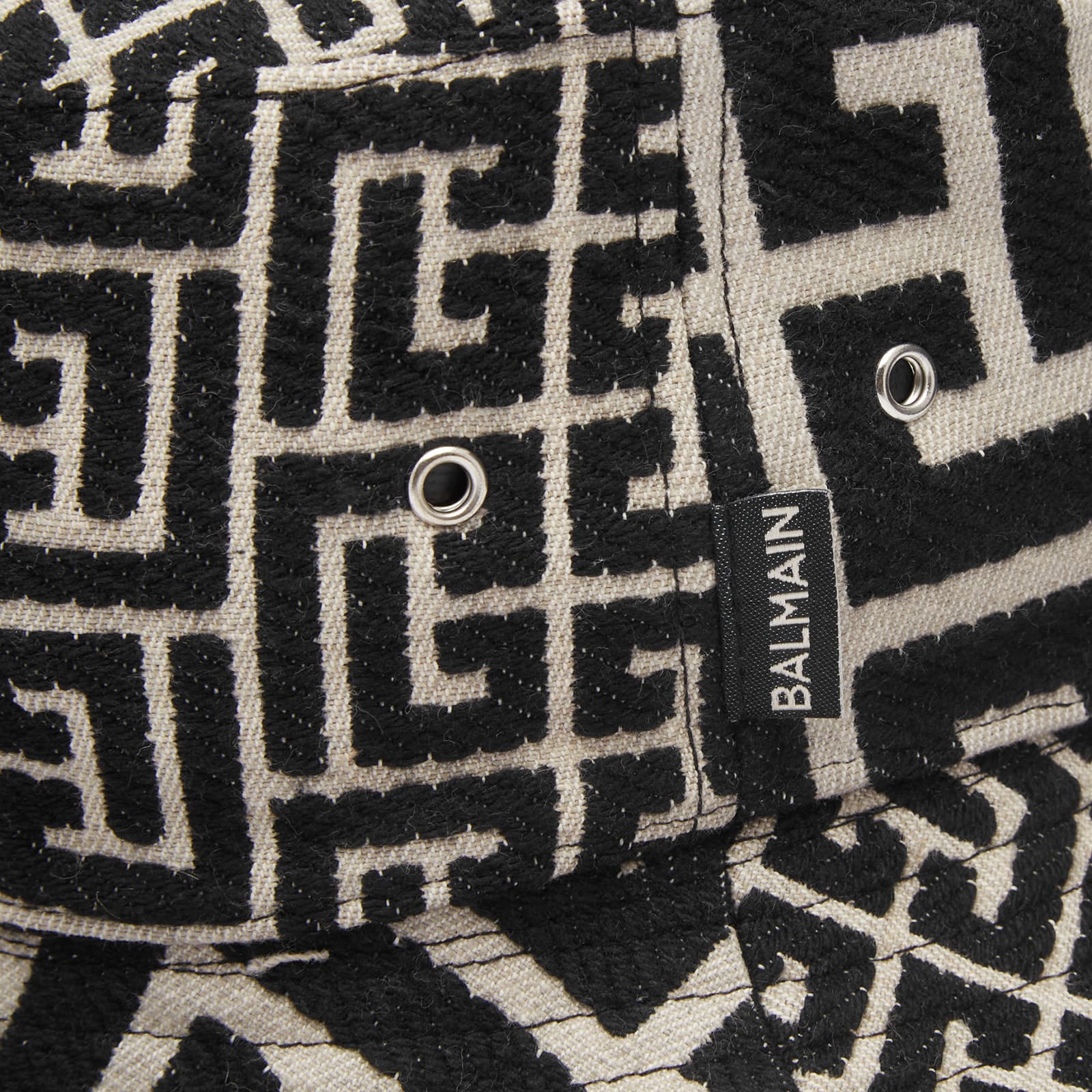 Balmain Jacquard Monogram Bucket Hat Ivory & Black | END. (CN)