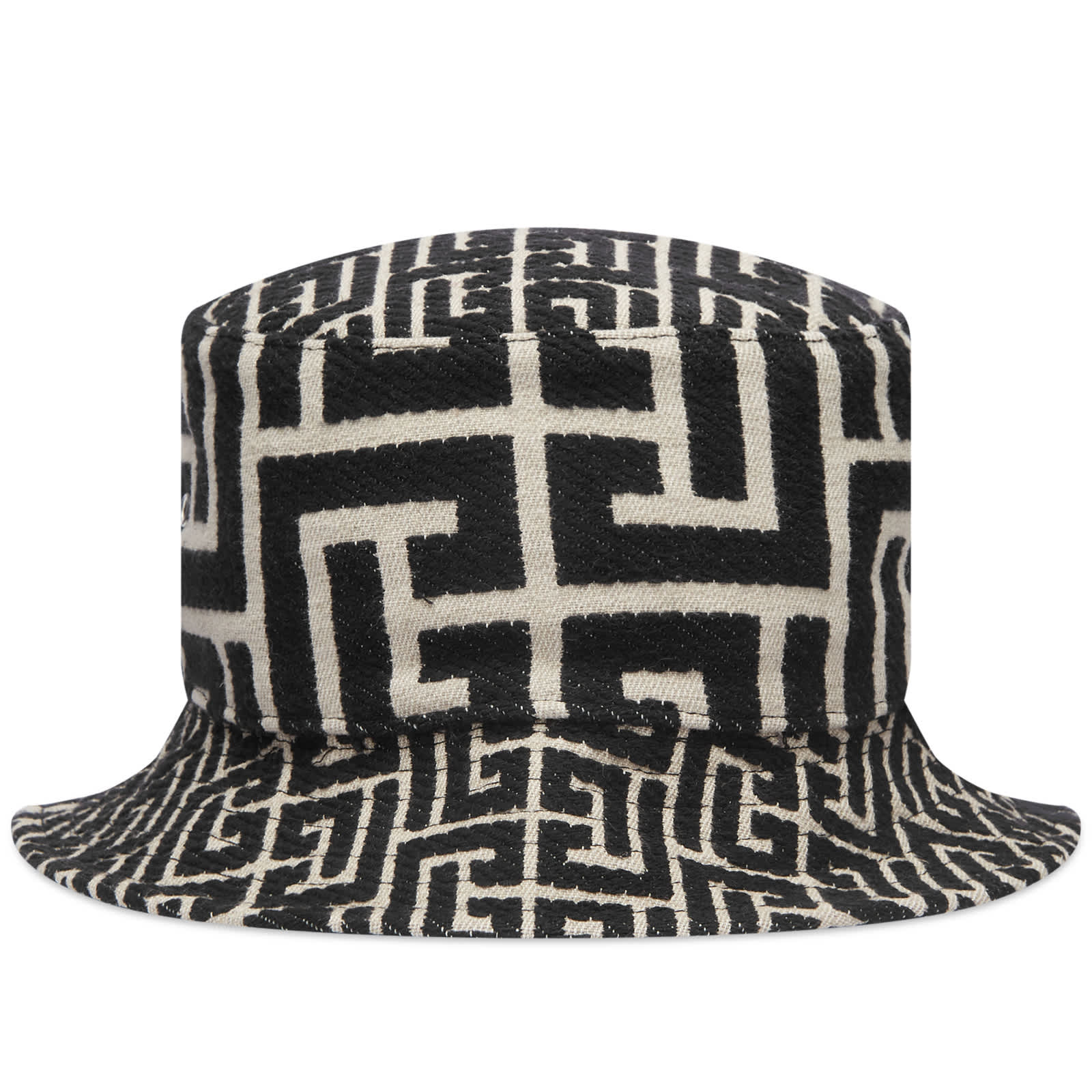 Balmain Jacquard Monogram Bucket Hat Ivory & Black | END.