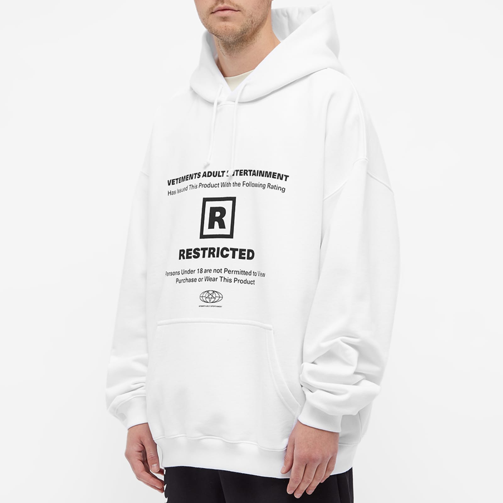 VETEMENTS Oversized 18+ Restricted Hoodie White | END. (US)