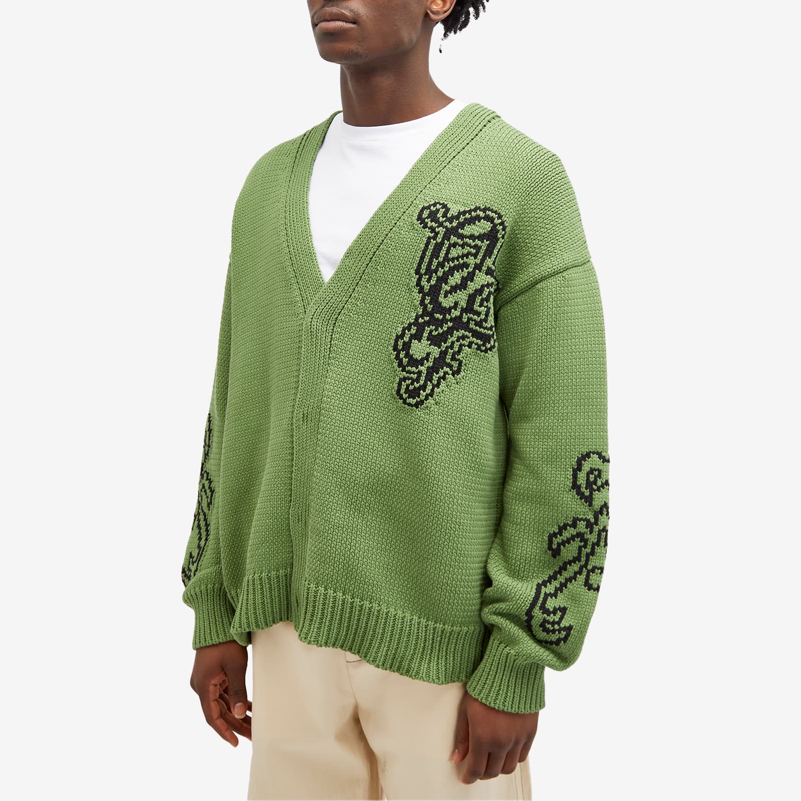 Off-White Logo Chunky Cardigan Willow Bough | END. (US)