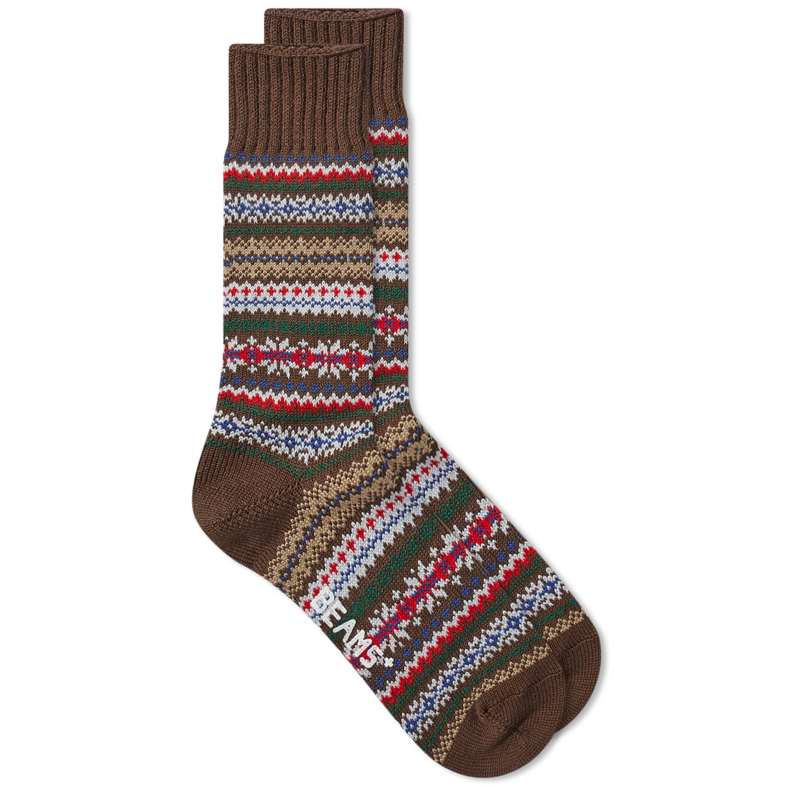 Beams Plus Fair Isle Sock Brown Base | END. (US)