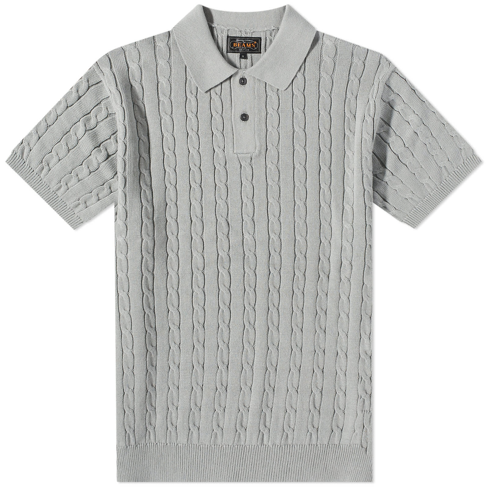 Beams Plus Cable Knitted Polo Ice Blue | END. (US)