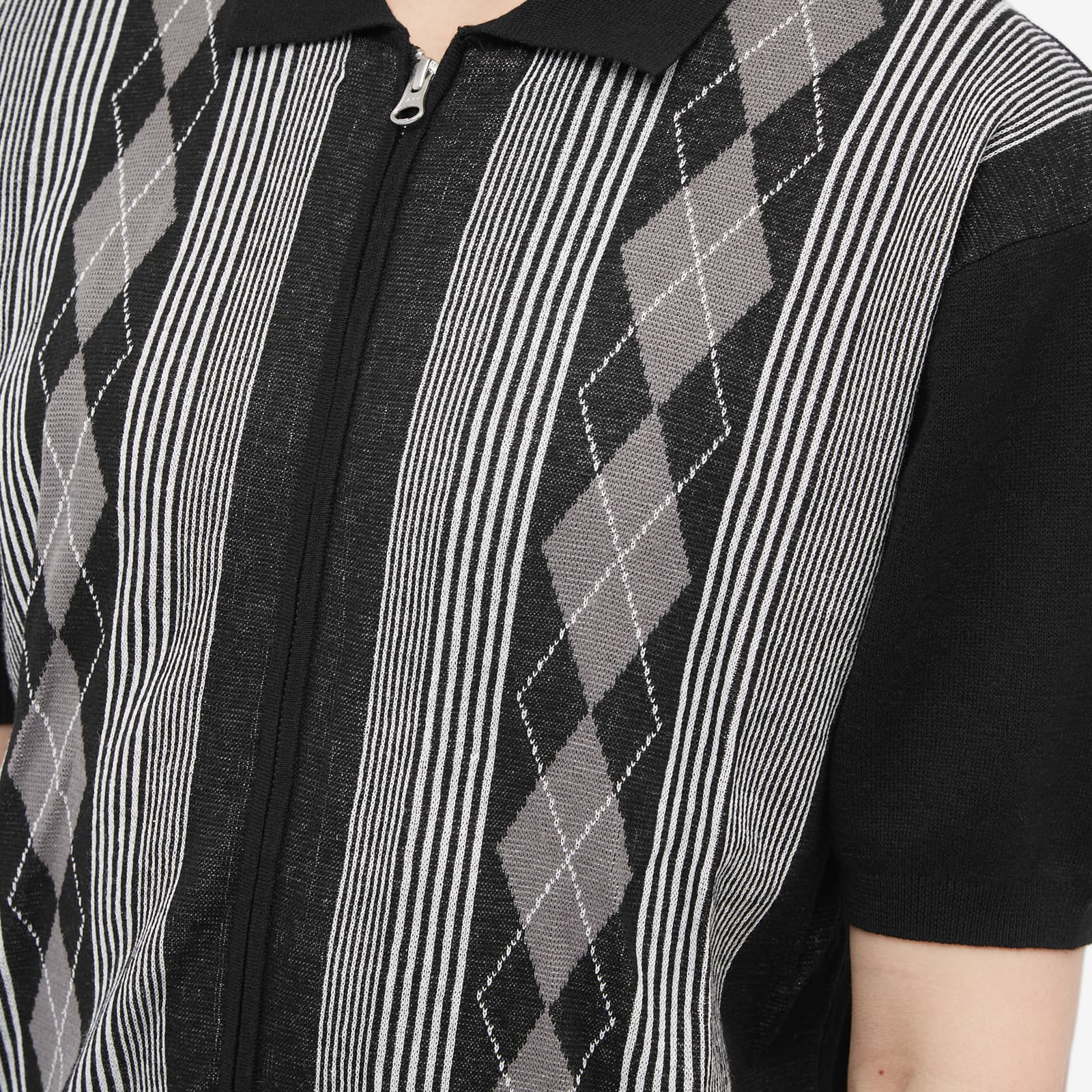 Beams Plus Zip Stripe Polo Knit Black | END. (GB)