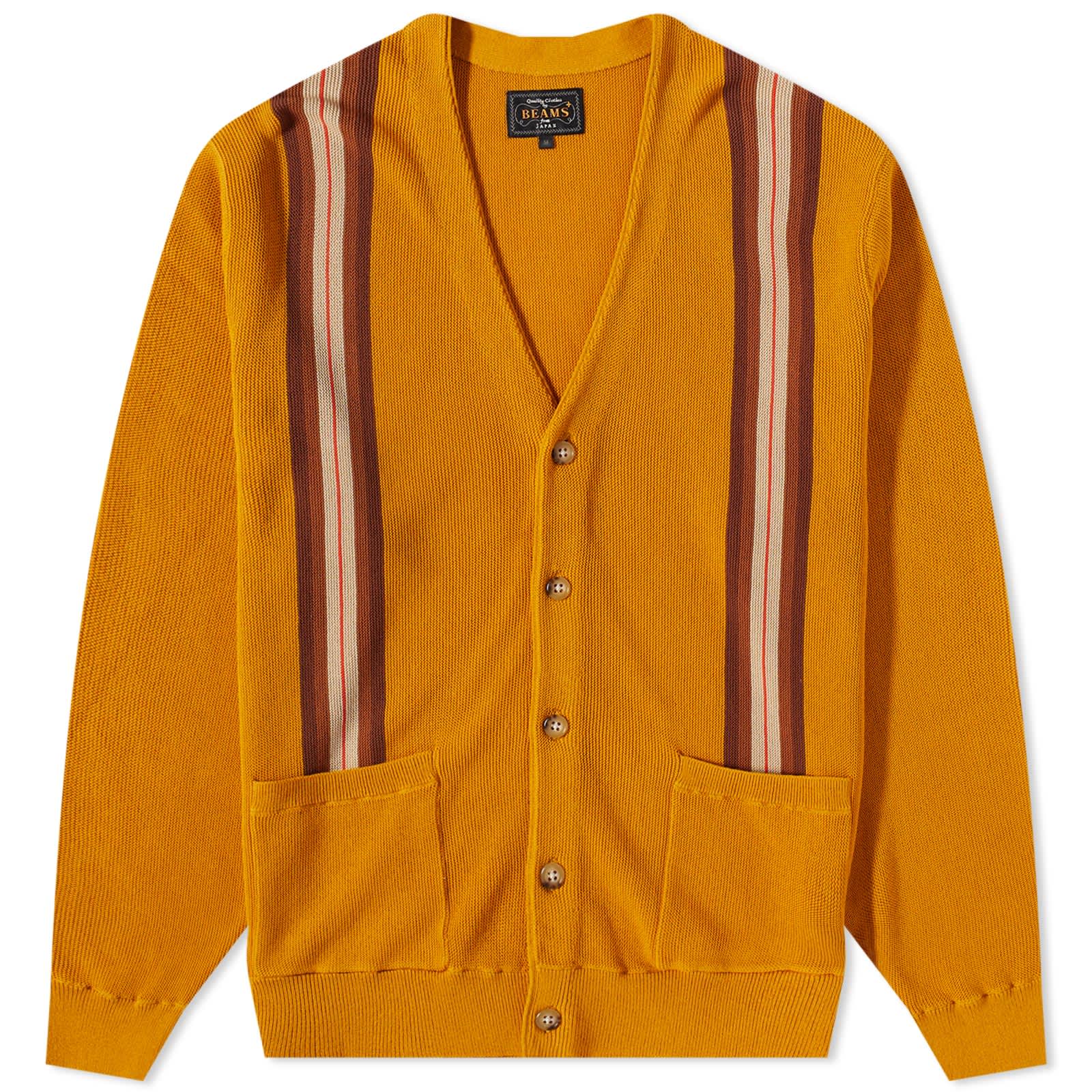 Beams Plus Stripe Jaquard Cardigan Mustard | END. (KR)