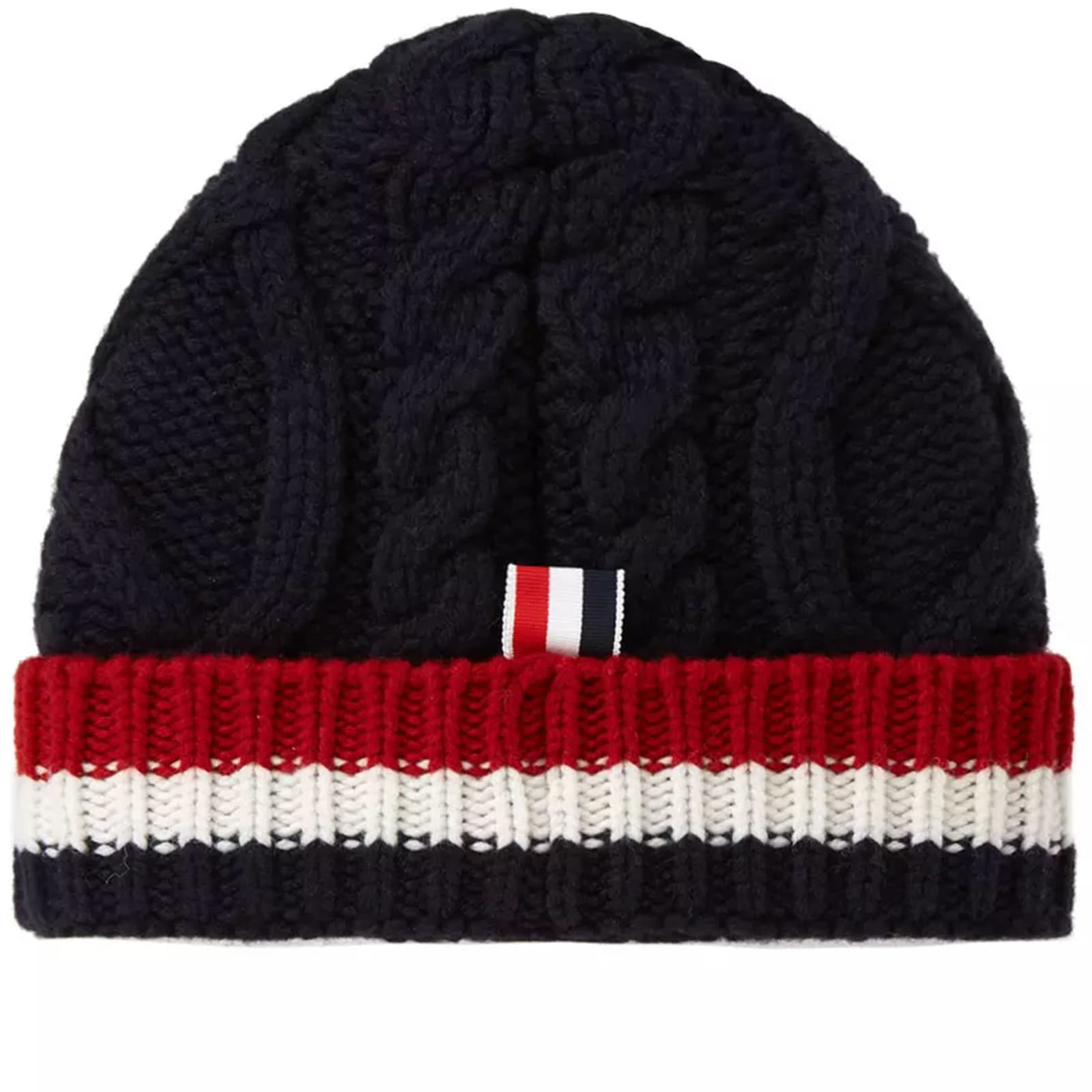 Thom Browne Merino Aran Cable Hat Navy | END.