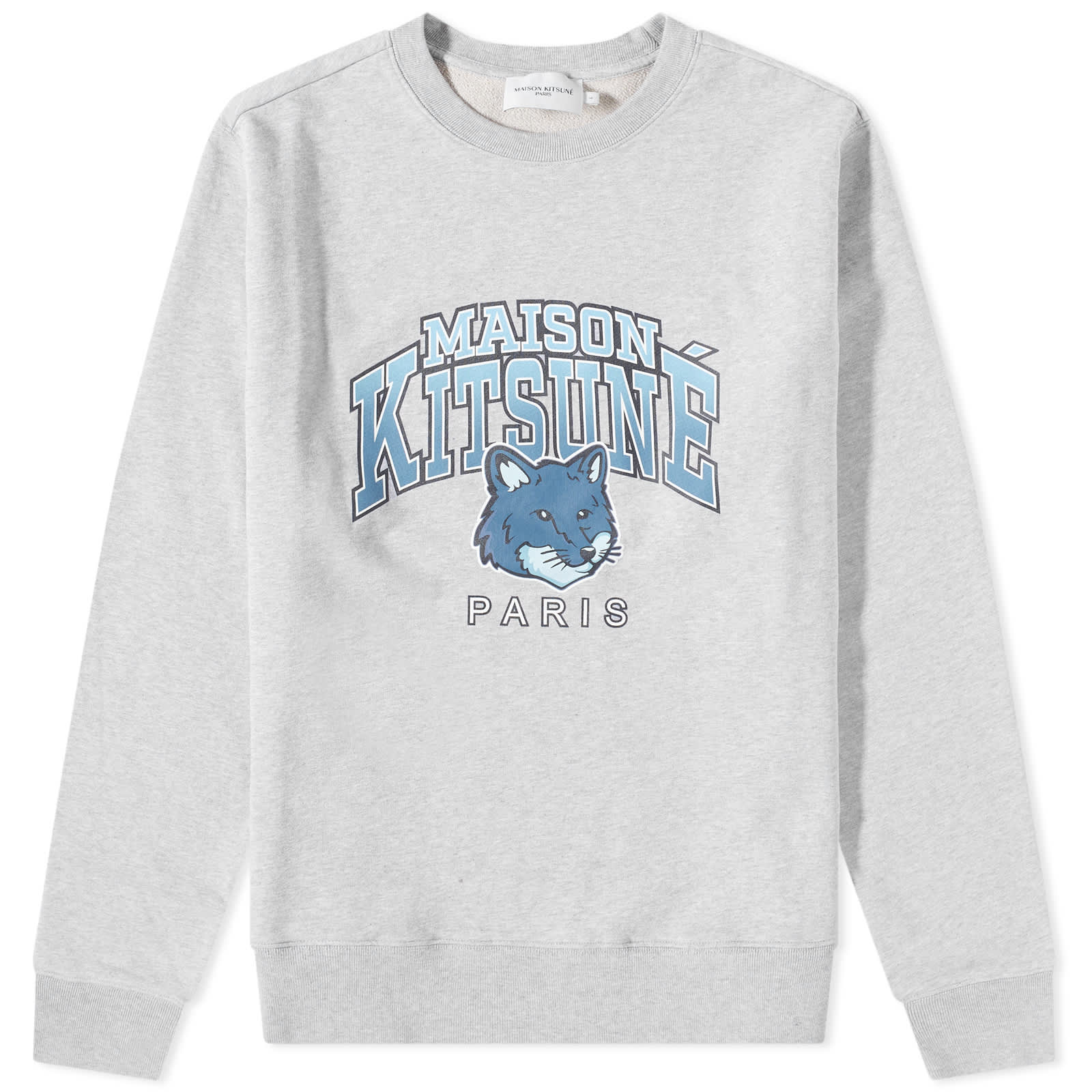 Maison Kitsune Campus Fox Regular Crew Sweat Light Grey Melange | END. (JP)