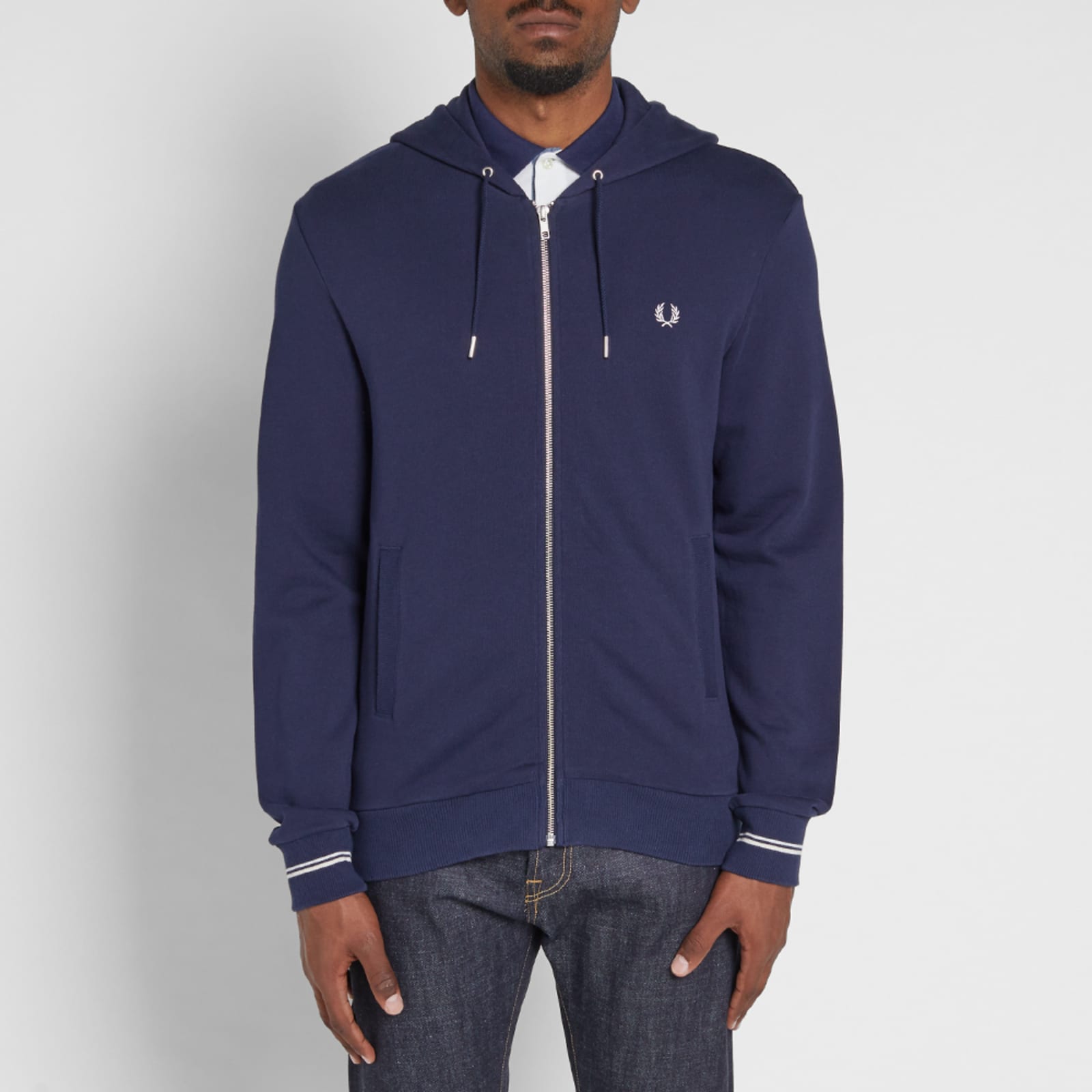 Fred Perry Loopback Zip Hoody Carbon Blue | END. (US)