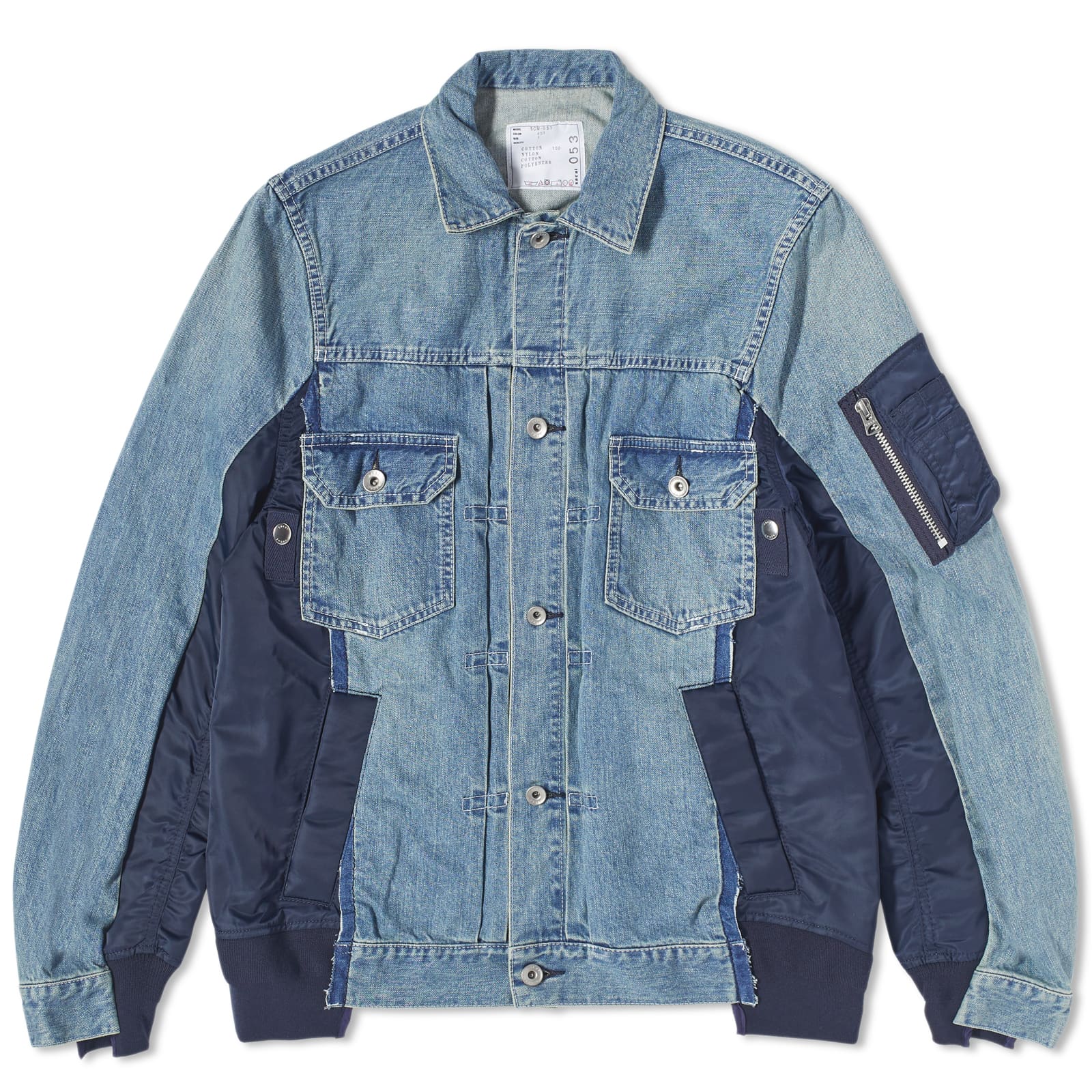 Sacai Denim x Nylon MA-1 Jacket Light Blue | END. (CN)