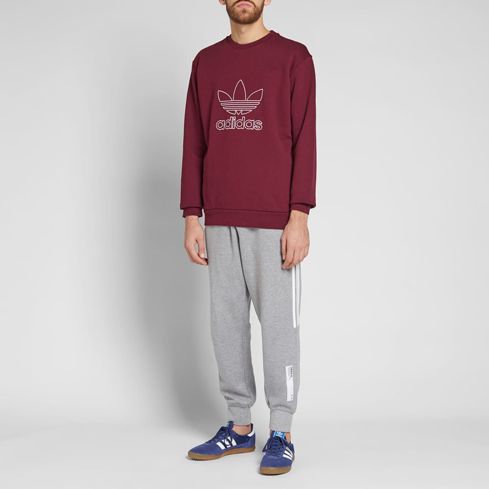 Adidas Outline Crew Sweat Maroon | END.