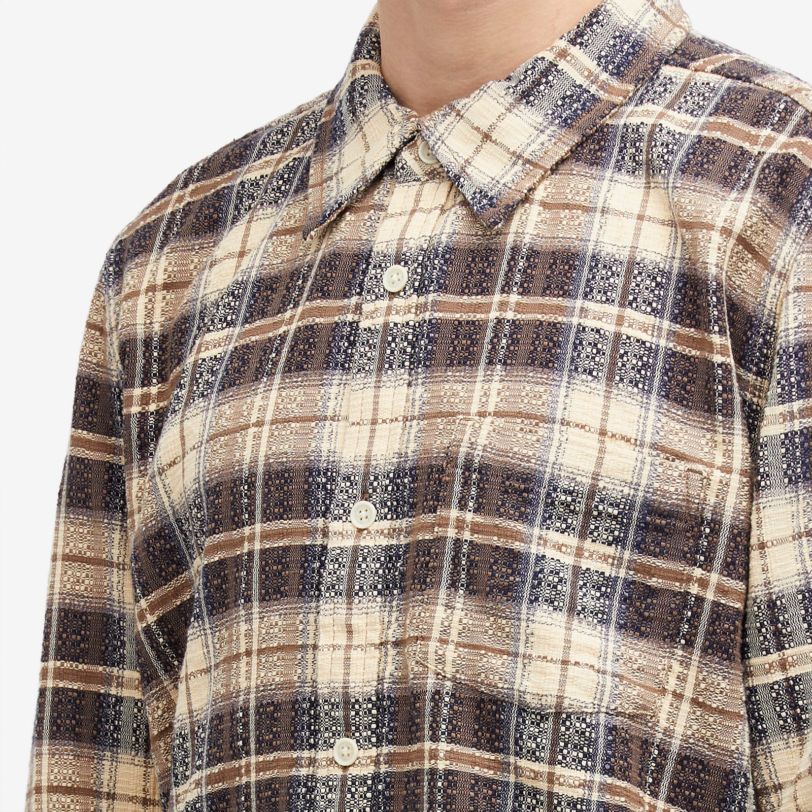 Corridor Dobby Weave Long Sleeve Shirt Brown | END. (CA)