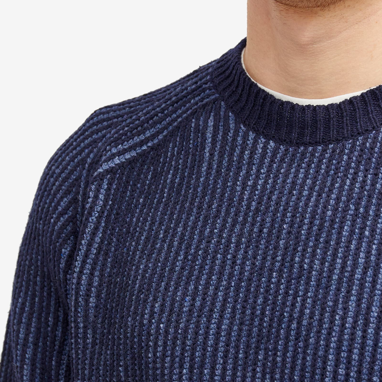 Folk Plated Rib Crew Knit Navy / Soft Blue | END. (HK)