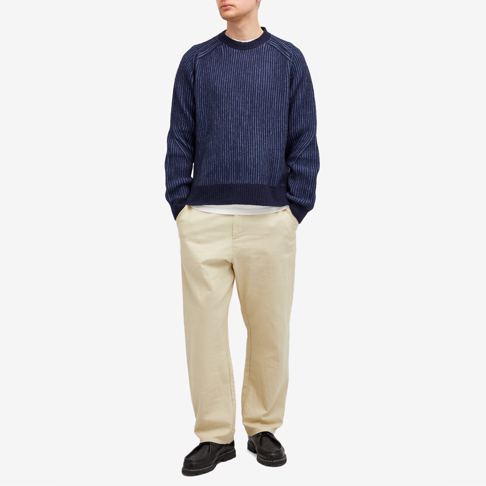 Folk Plated Rib Crew Knit Navy / Soft Blue | END. (JP)