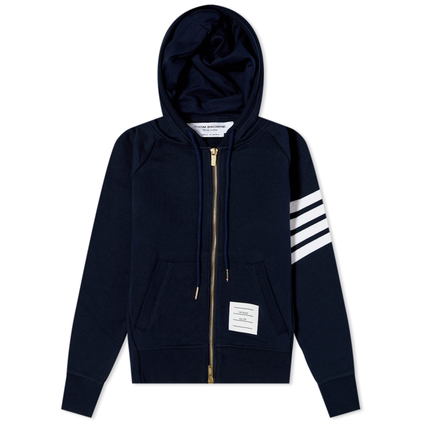 Thom Browne Classic 4 Bar Zip Hoodie Navy | END. (US)