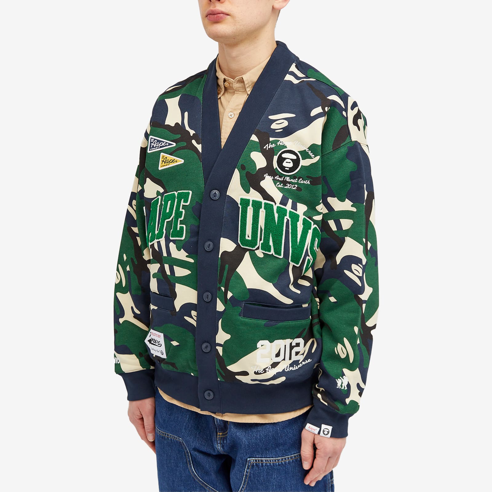 AAPE College Camo Cardigan Green (Navy) | END. (US)