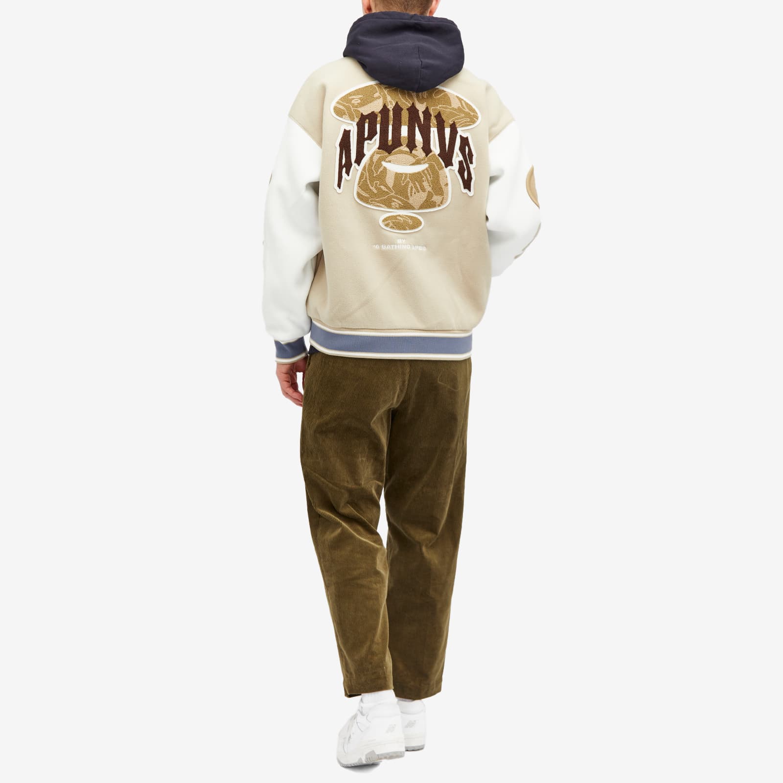 AAPE Dope Fleece Varsity Jacket Beige | END.