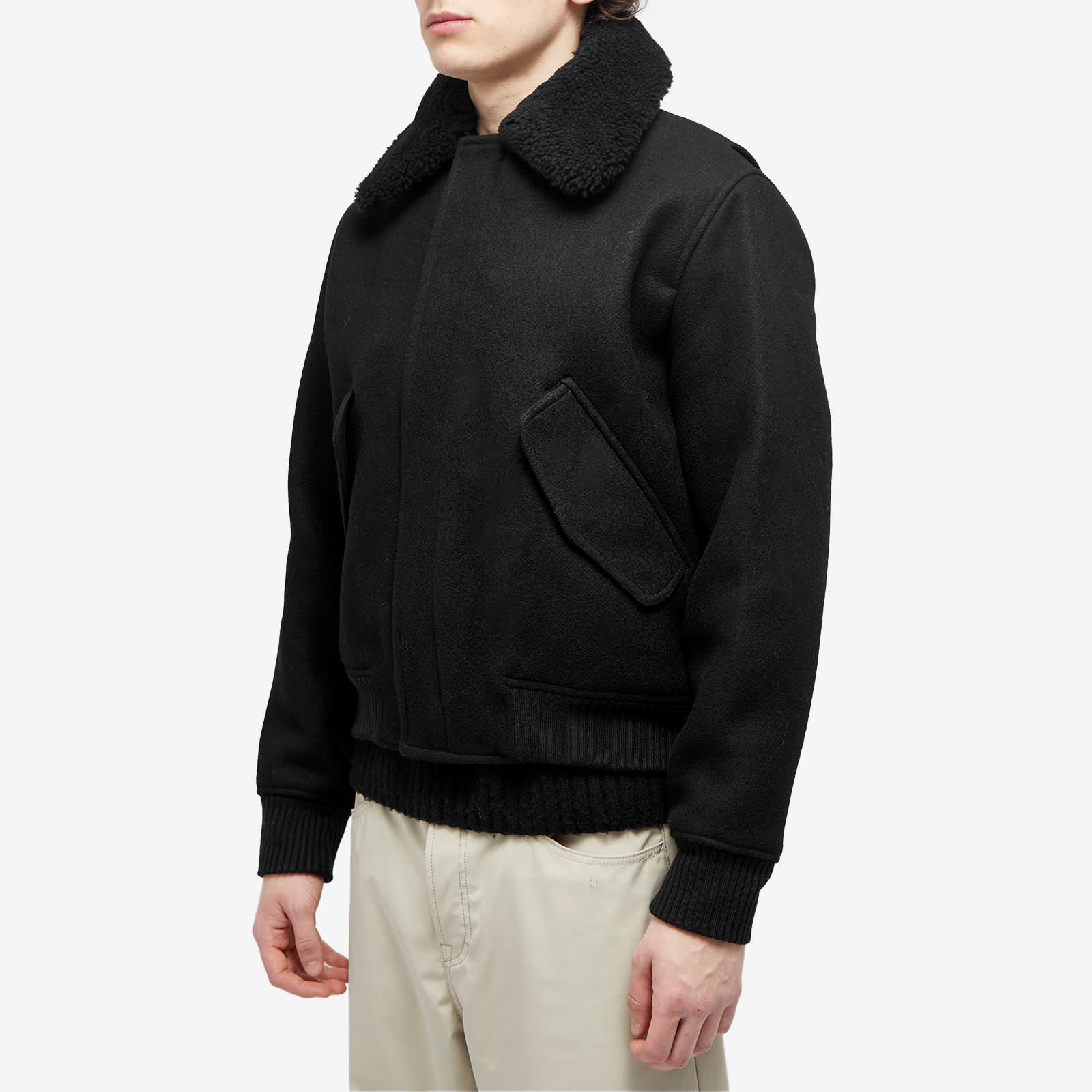 AMI Paris Shearling Collar Wool Jacket Black | END. (GB)