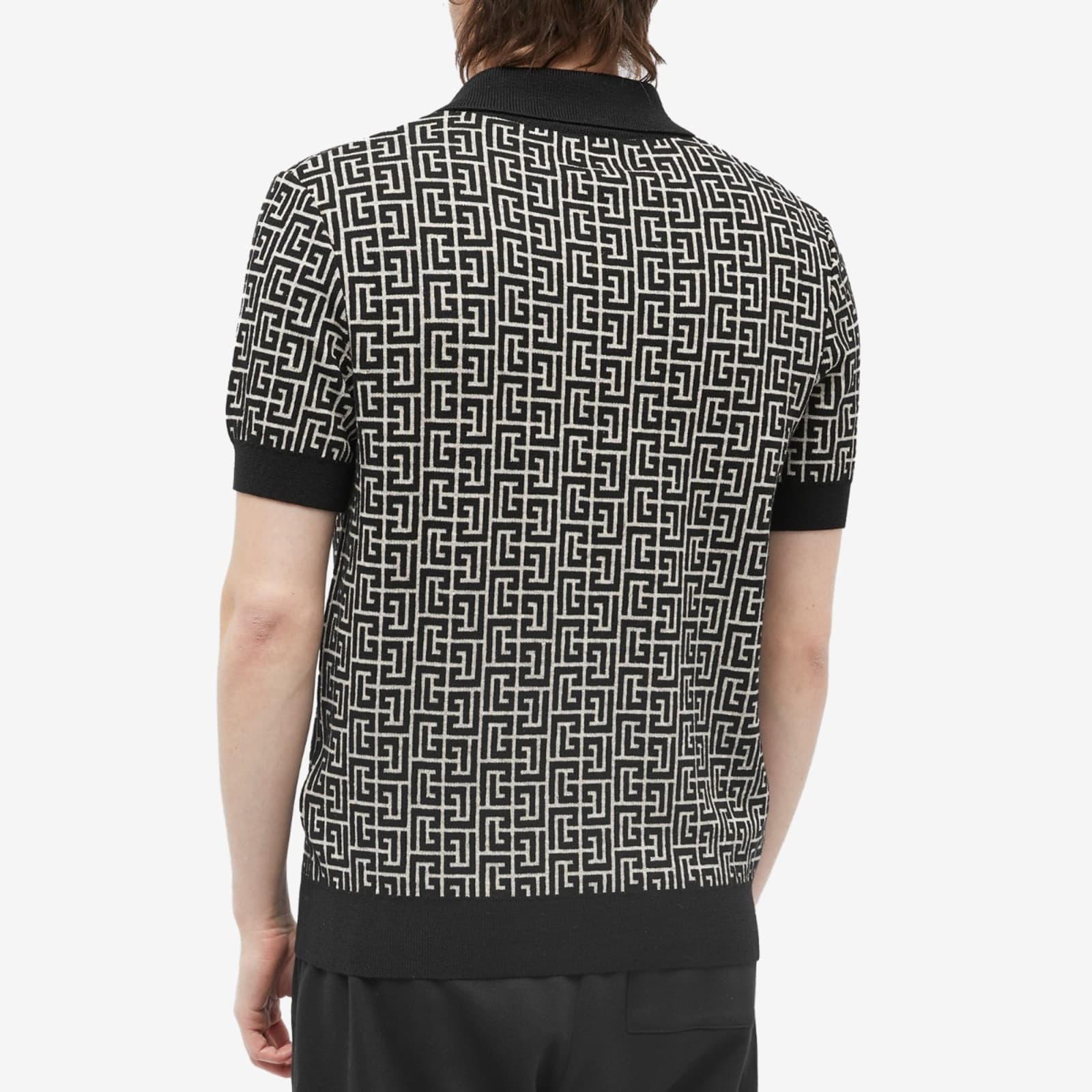 Balmain Monogram Knitted Polo Ivory & Black | END. (US)