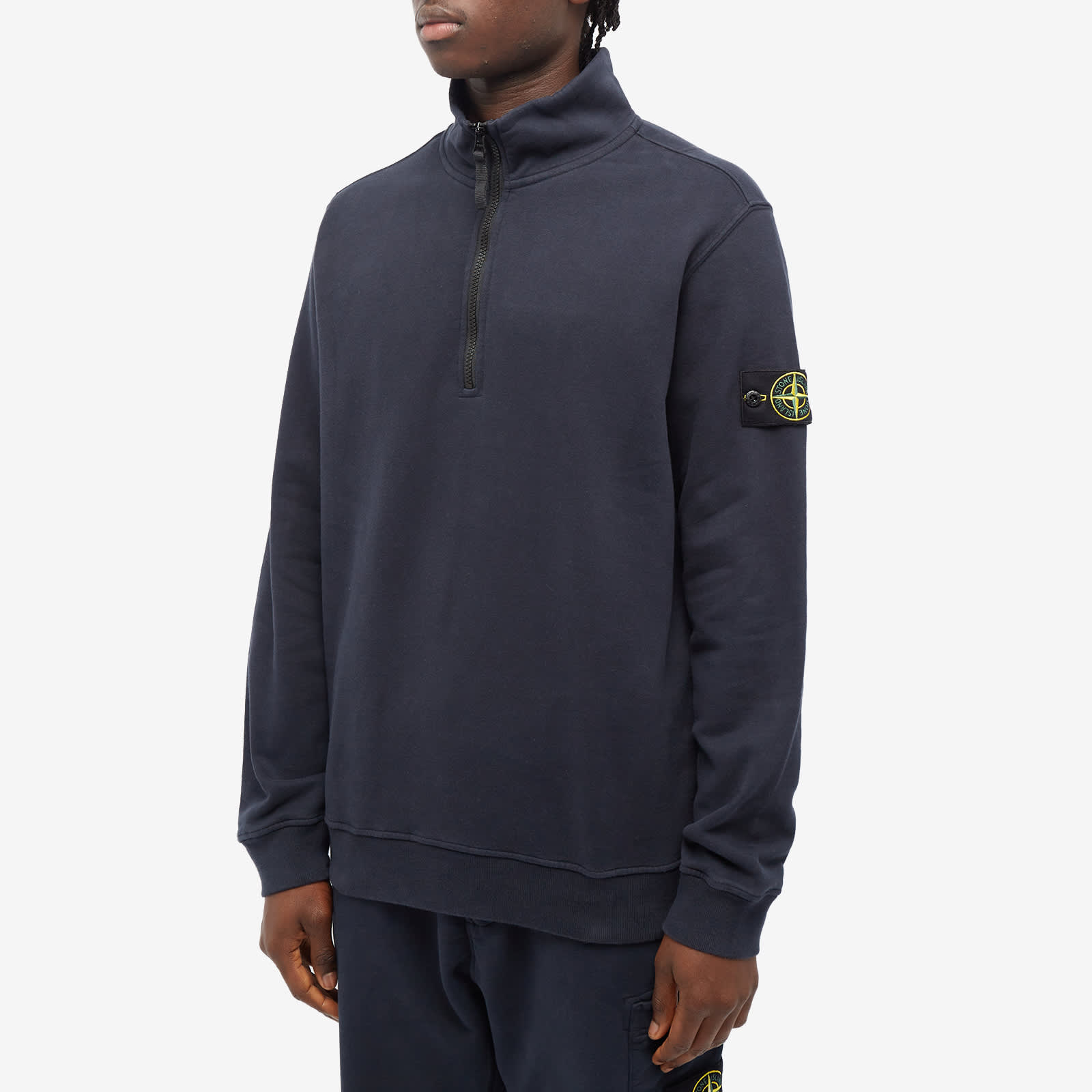 Stone Island Garment Dyed Half Zip Sweat Navy Blue | END. (US)