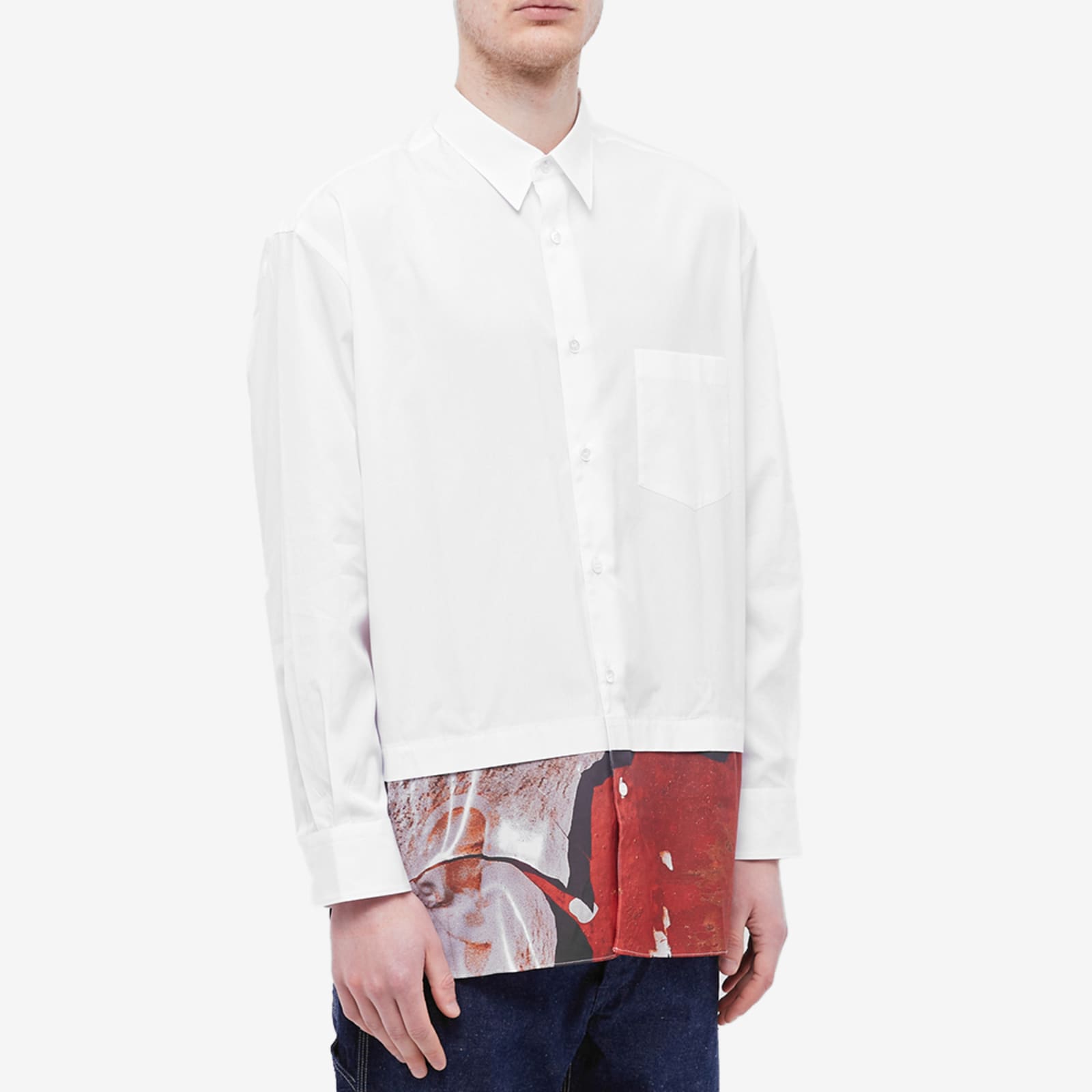 Comme Des Garçons Homme Hem Panel Shirt White End