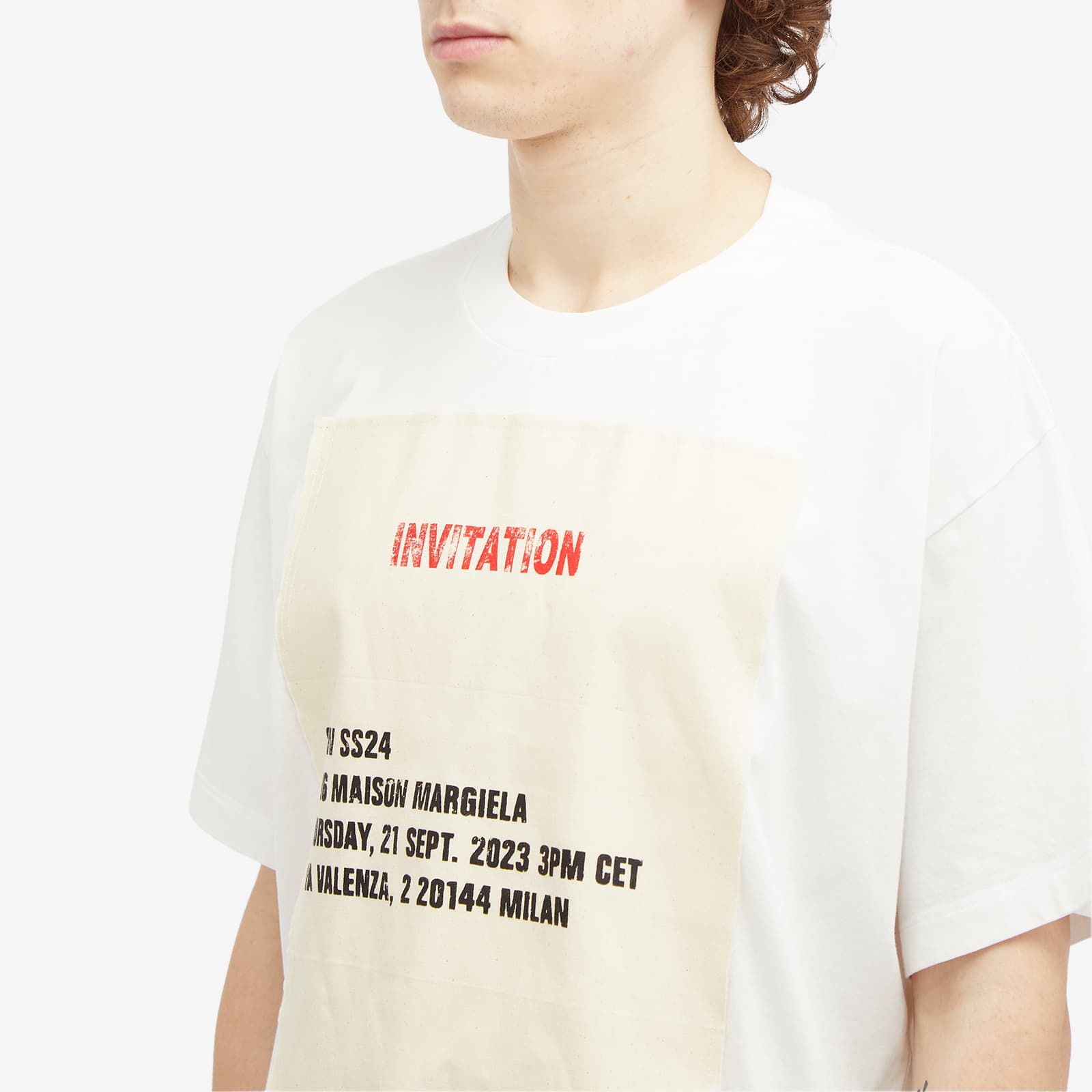 MM6 Maison Margiela Show Invitation Logo T-Shirt Off White | END. (US)