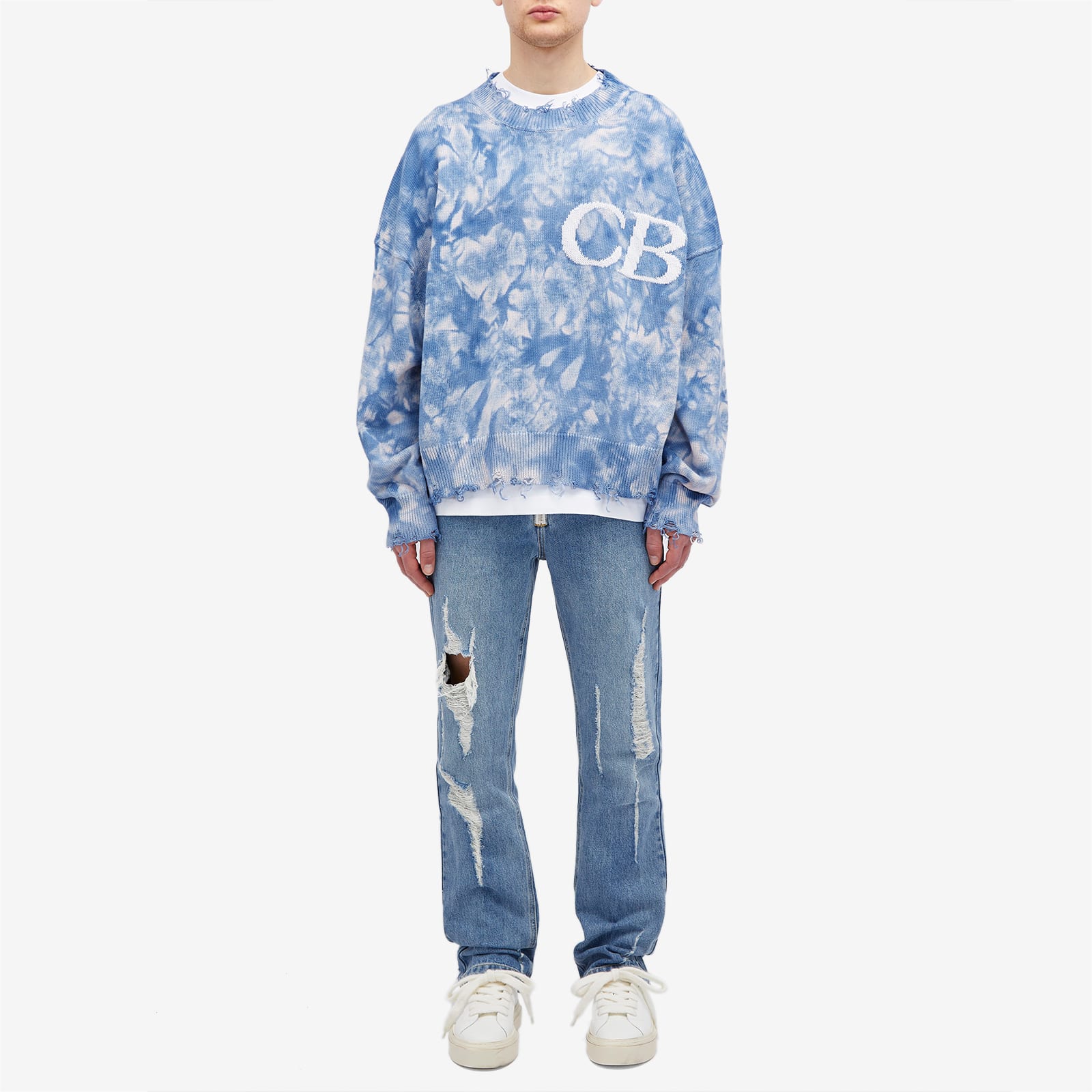 Cole Buxton Distressed CB Knit Sweat Navy | END. (US)