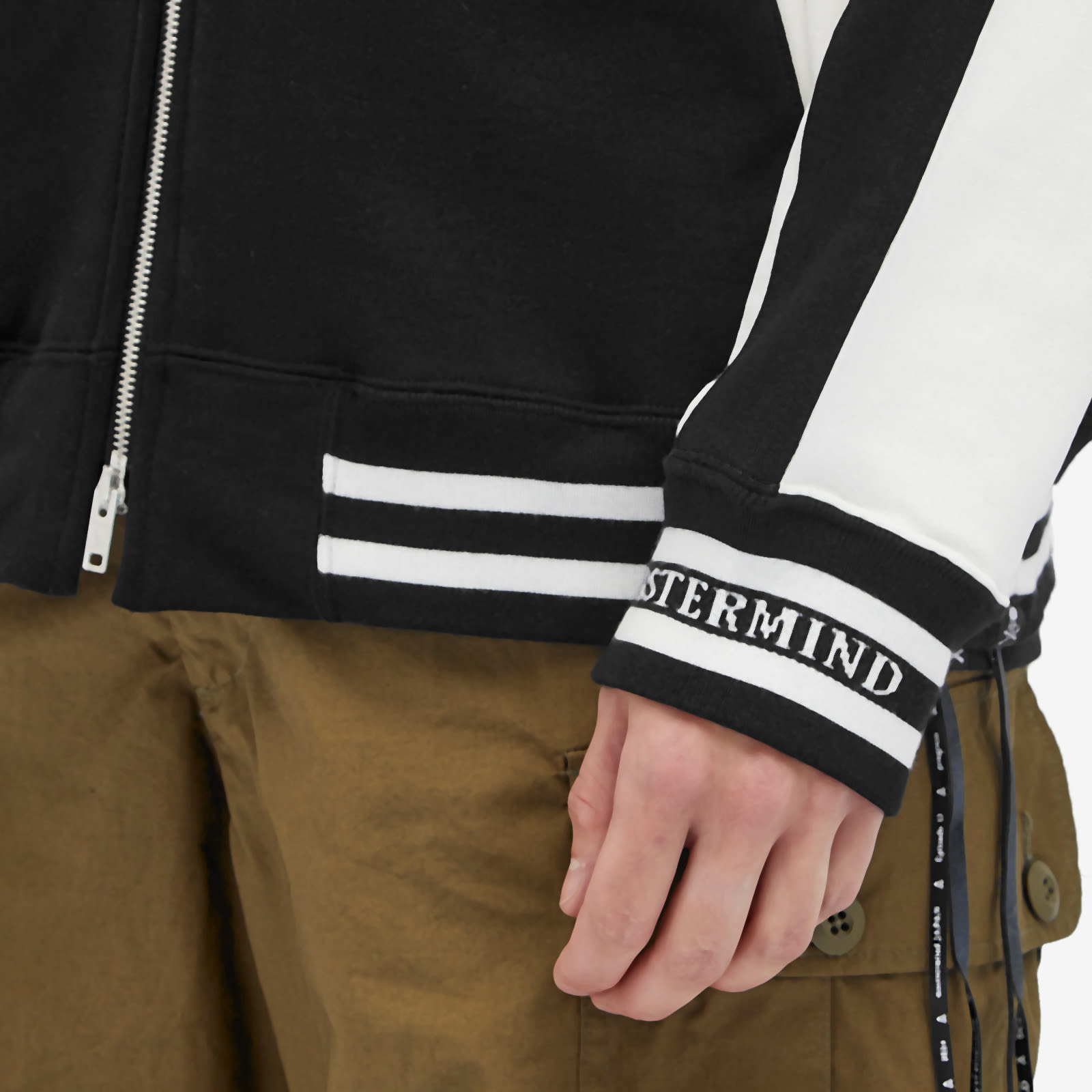 MASTERMIND WORLD Panel Souvenir Zip Hoodie Black & White | END. (JP)